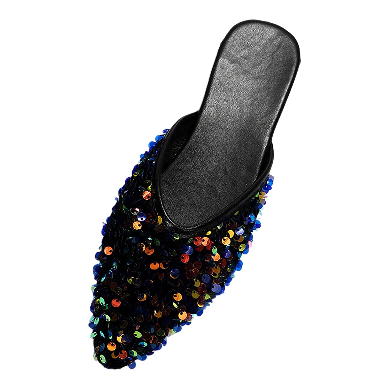 Wijhcboe Women Summer Heated Slippers Women on Sequin Casual Pointed ...