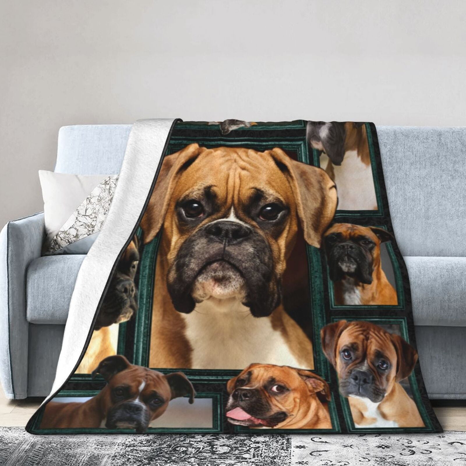 Wijzvio Boxer Dog Throw Blanket Soft Fuzzy Fleece Blanket For Couch Bed ...