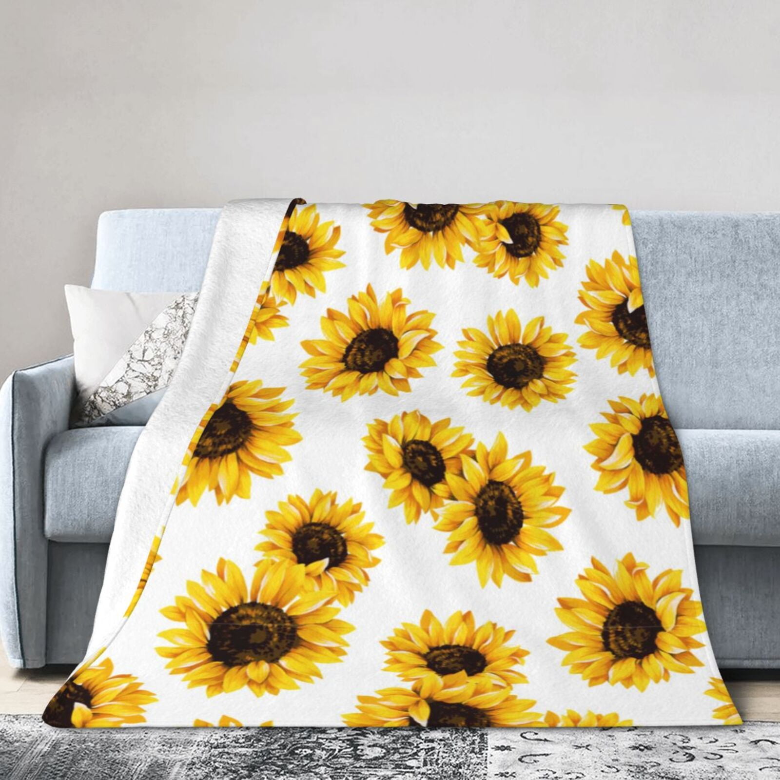 Wijzvio Floral Sunflower Throw Blanket Soft Fuzzy Fleece Blanket For ...