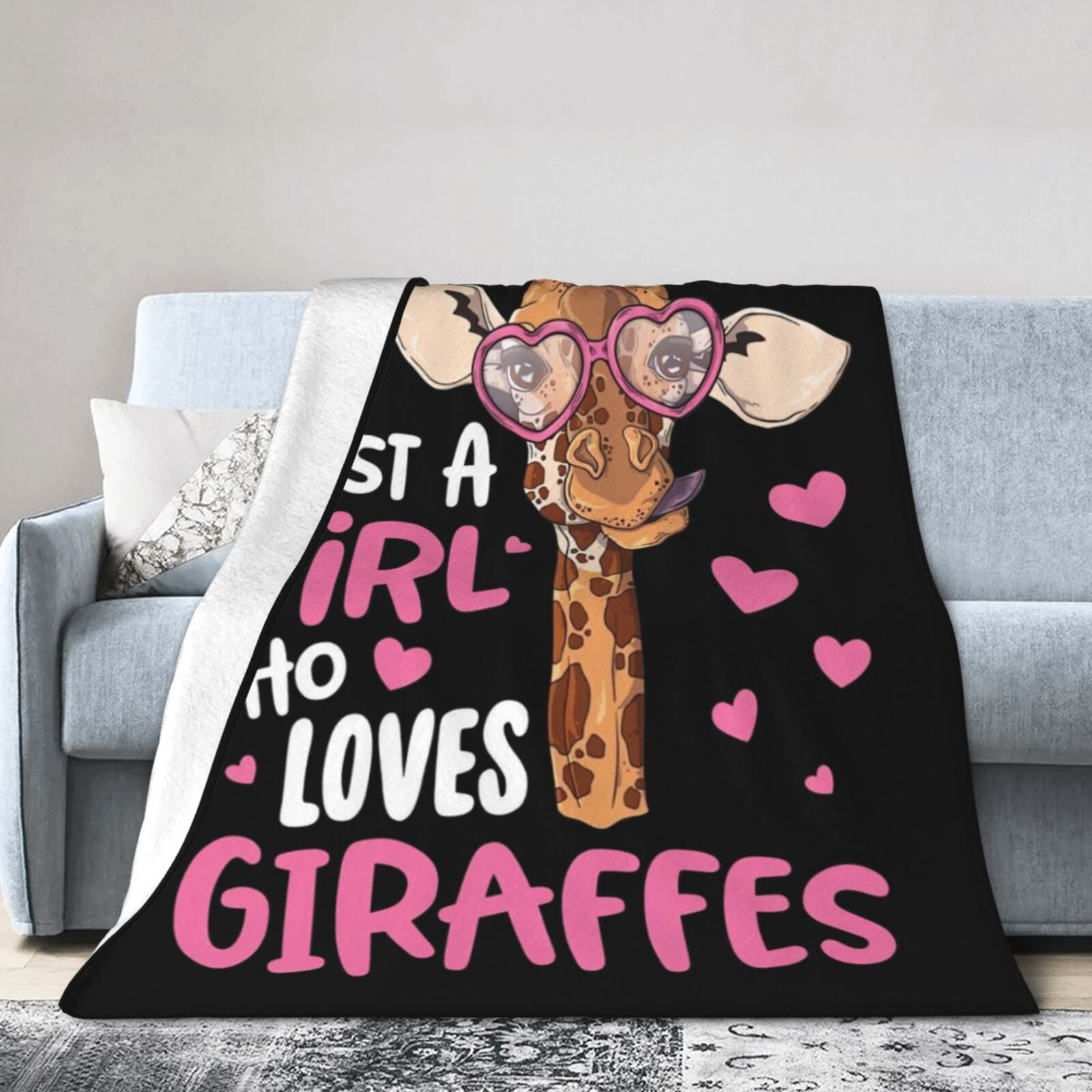 Wijzvio Just A Girl Who Loves Giraffes Throw Blanket Soft Fuzzy Fleece ...
