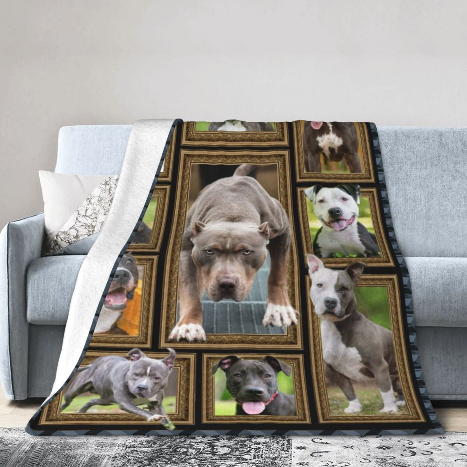Wijzvio Pit Bull Dog Throw Blanket Soft Fuzzy Fleece Blanket For Couch ...