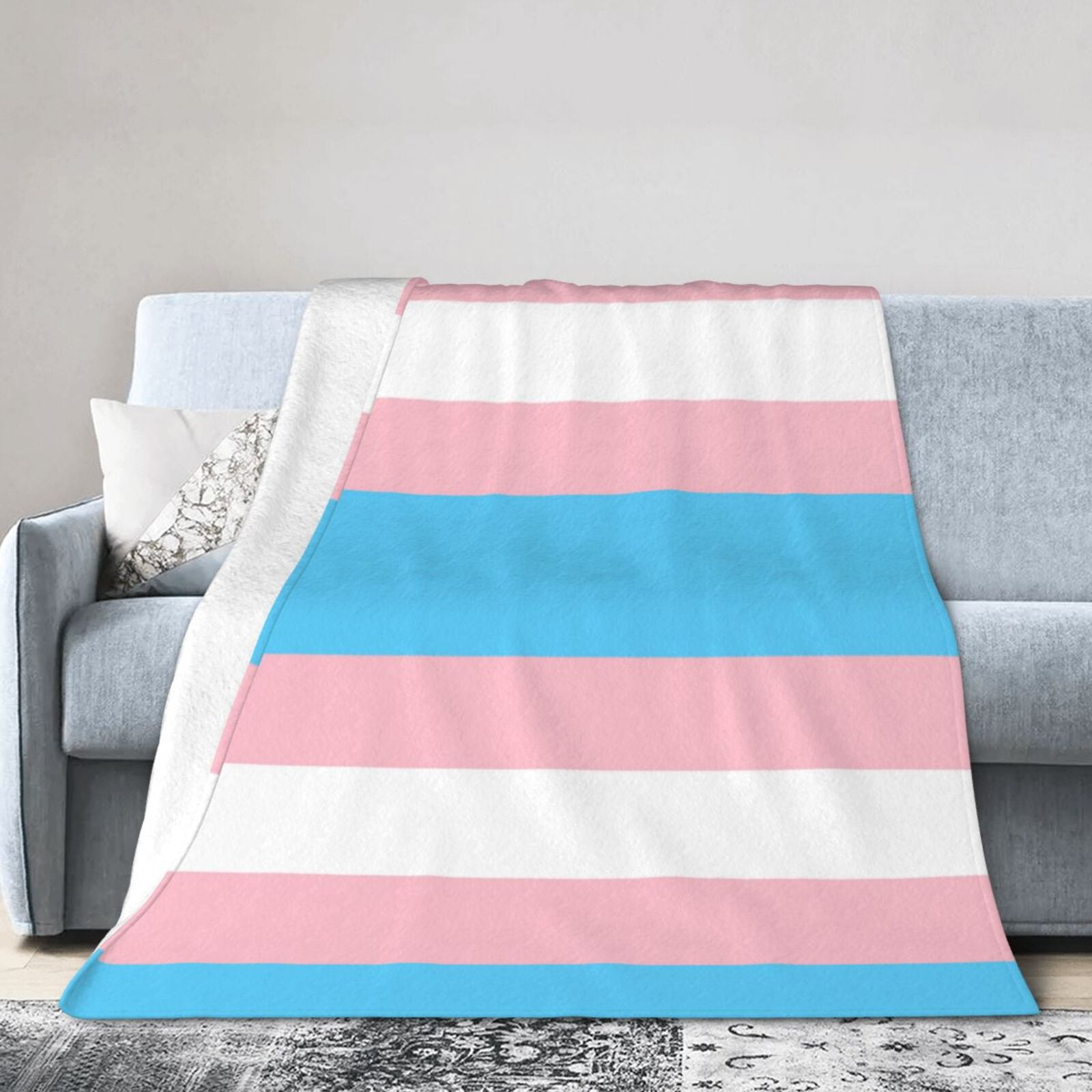 Wijzvio Transgender Pride Flag Throw Blanket Soft Fuzzy Fleece Blanket ...