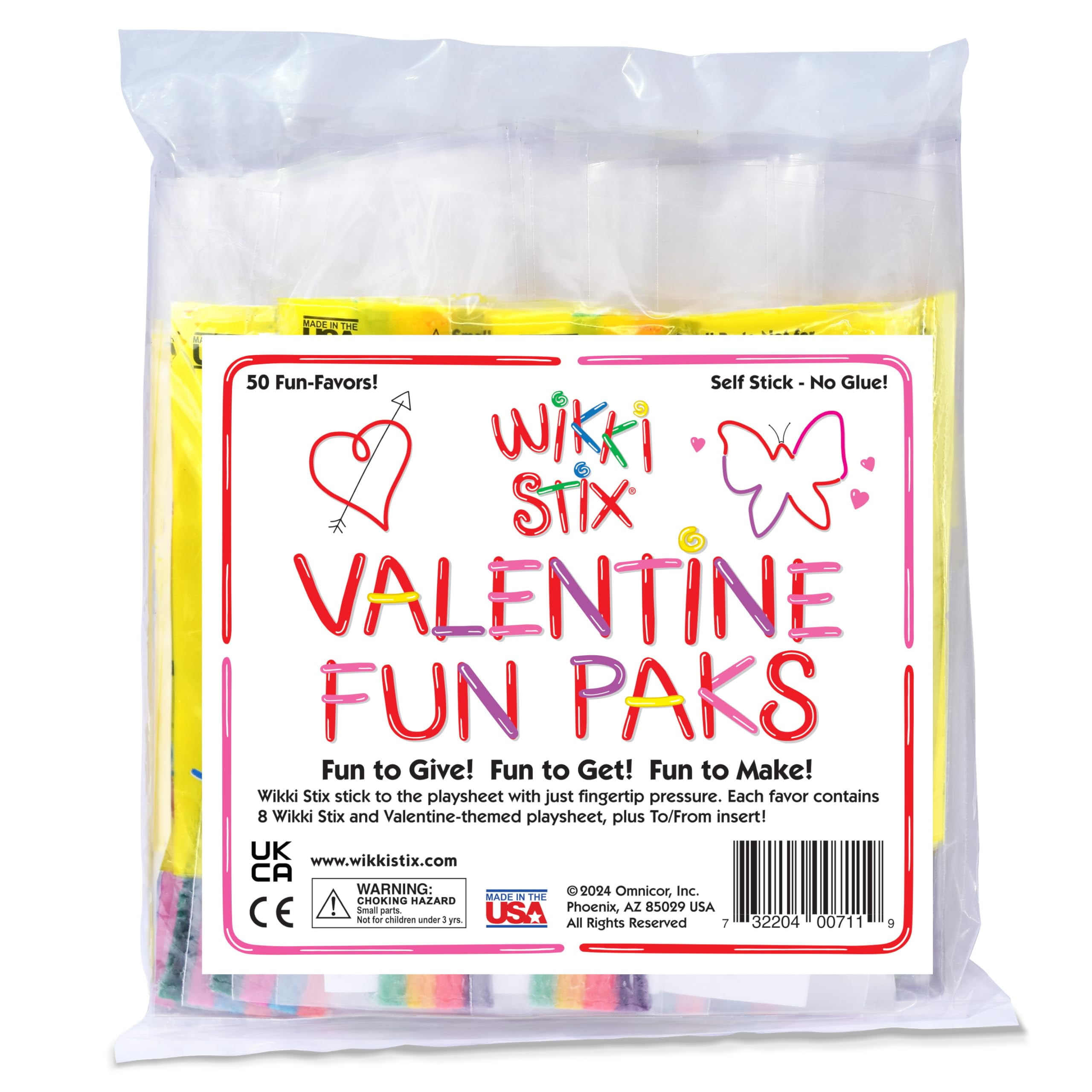 Wikki Stix Valentine's Fun AIF4 Favors 50 Pak. Valentine's for Kids and ...