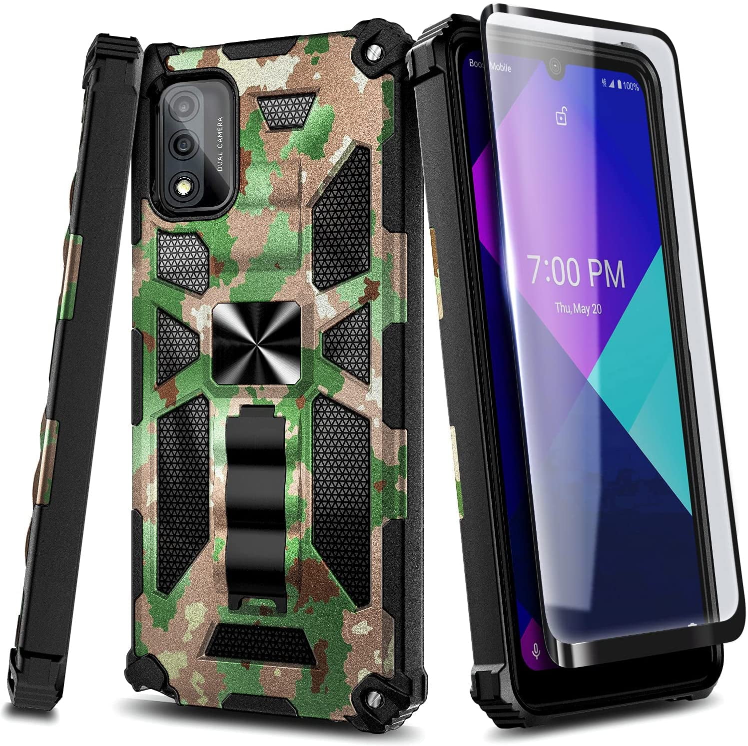 Nagebee Military Armor Wiko Ride 3 Case with Tempered Glass, Kickstand ...