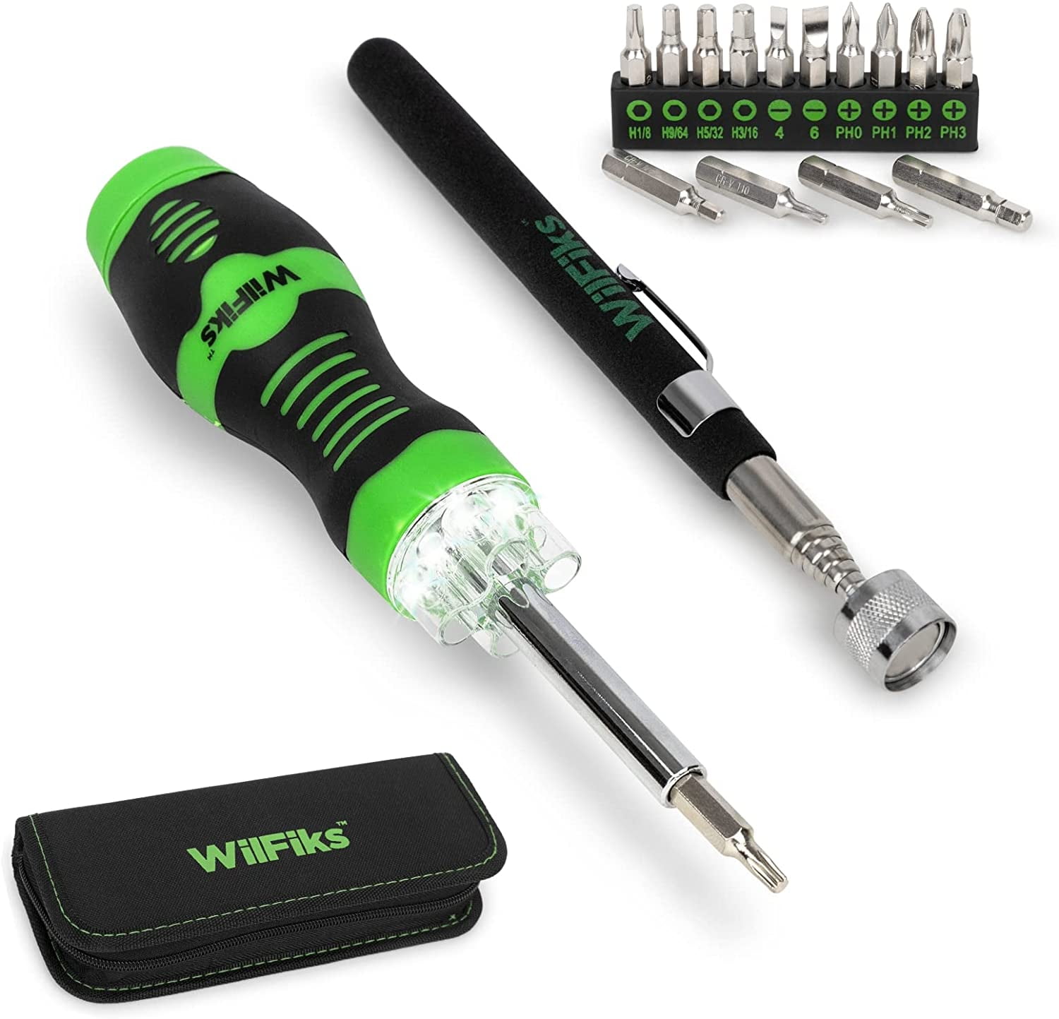 WilFiks 14 Bit Screwdriver Set With Built-In LED Light + An Attractive ...