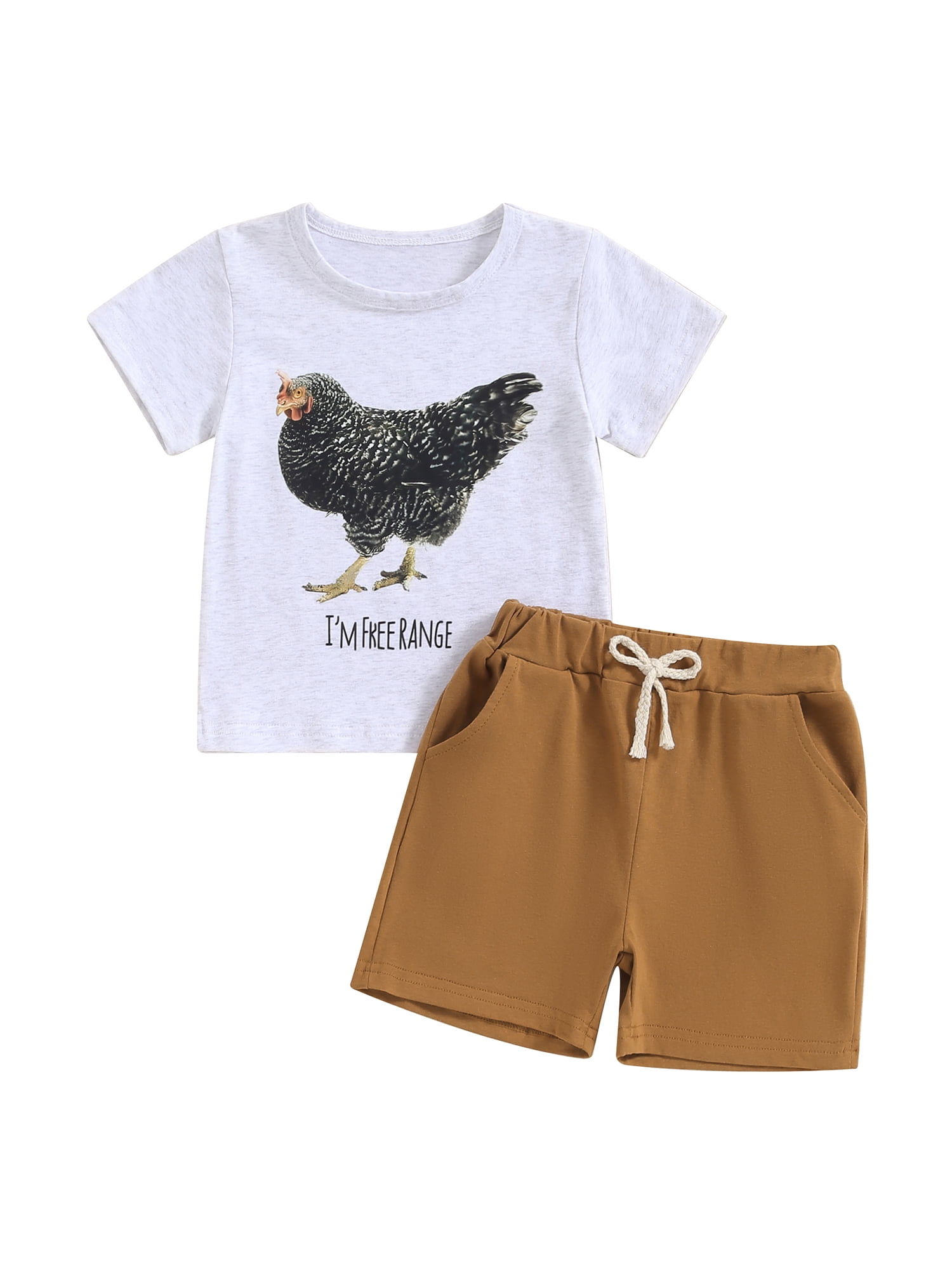 Wilcliar Toddler Boy Farm Outfit LetterAnimal Print Short Sleeve Tops ...