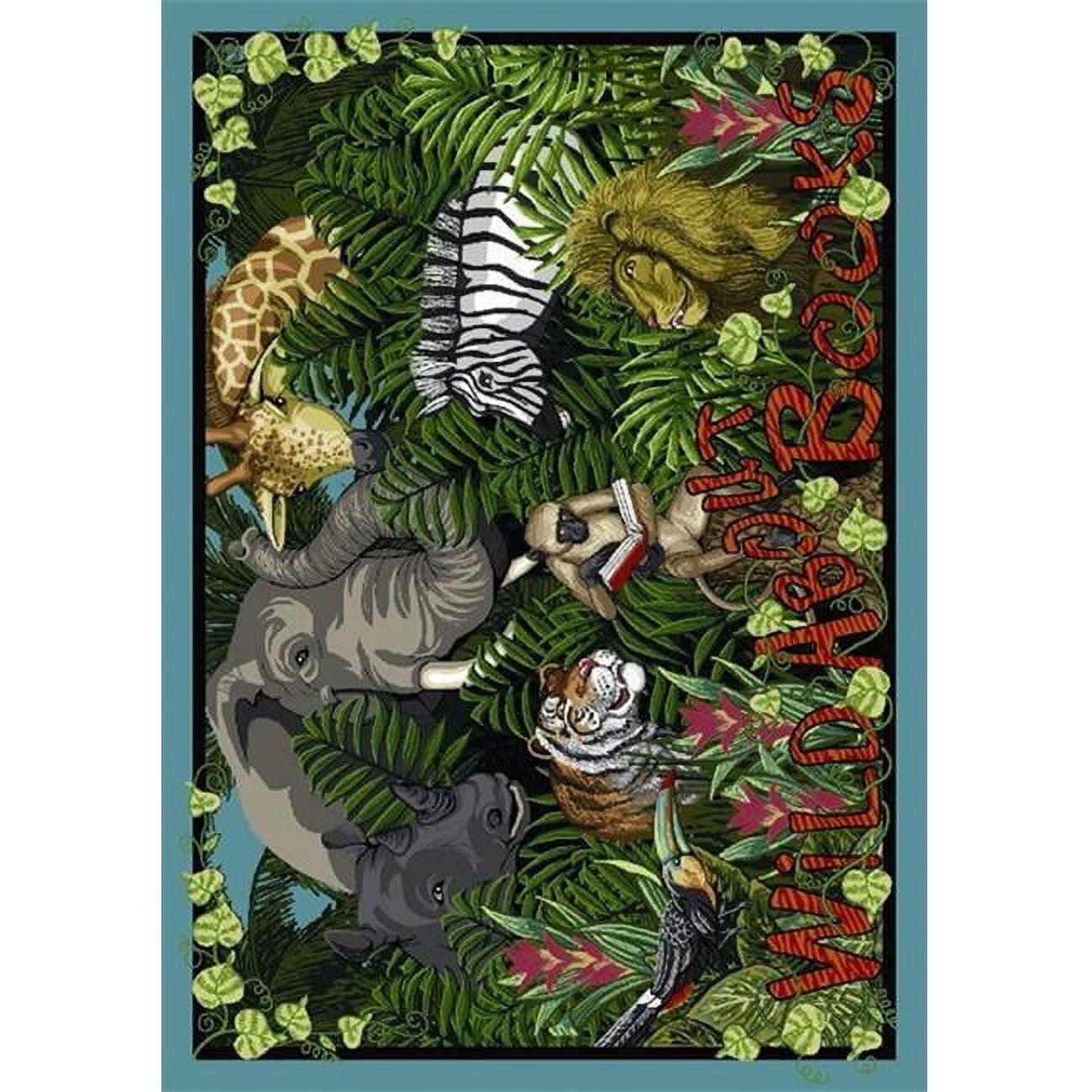 Wild About Books 3 ft.10 in. x 5 ft.4 in. WearOn Nylon Machine Tufted ...