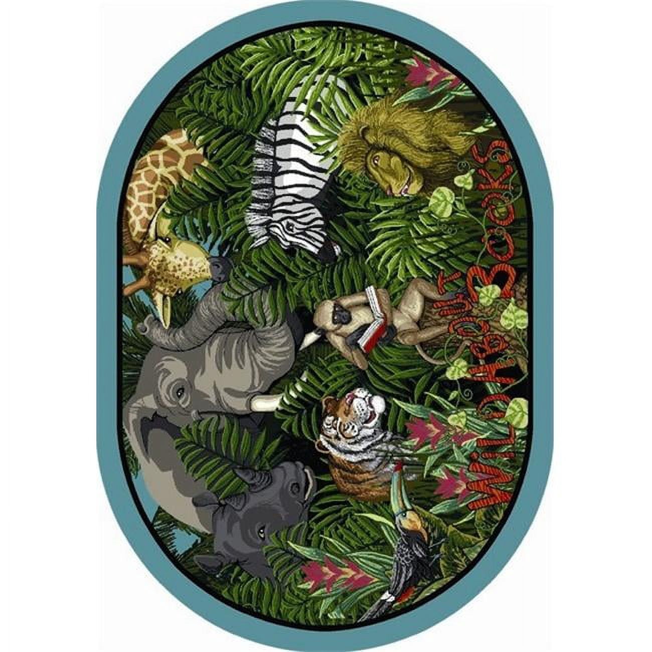 Wild About Books Educational Rug - Oval - WearOn Nylon Machine Tufted ...