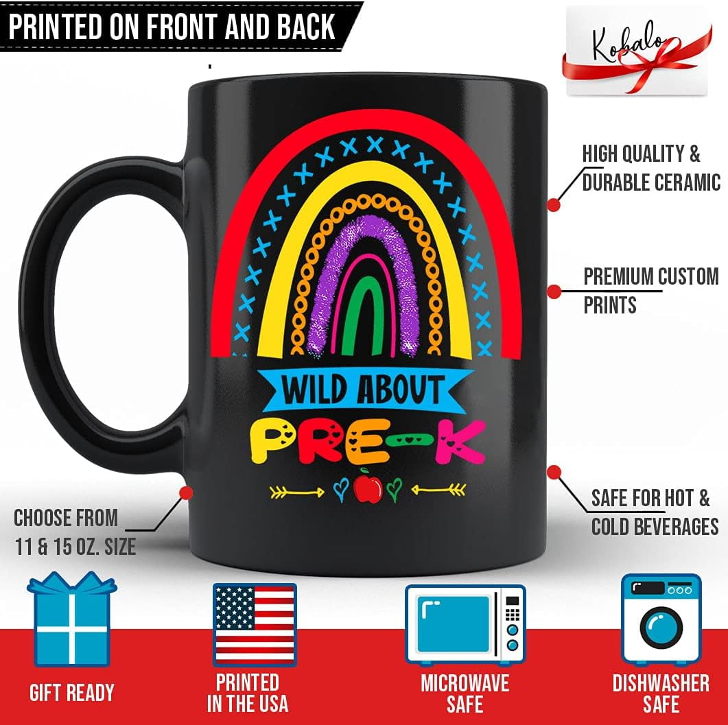 Wild About Pre-K Mug, Rainbow Teacher Student Back To School Pre-K Mug ...
