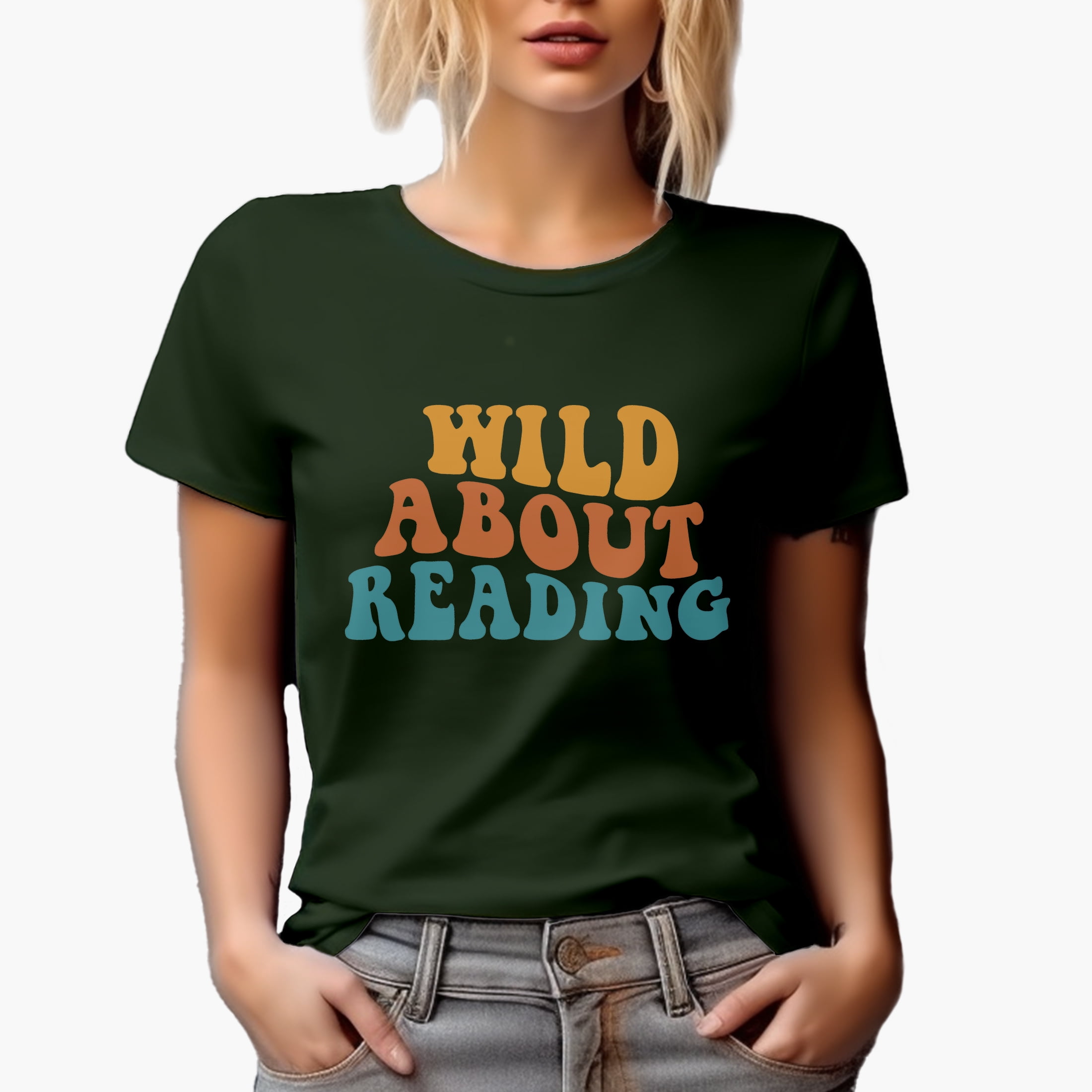 Wild About Reading, Book Lover Themed, Groovy Retro Wavy Text Merch ...