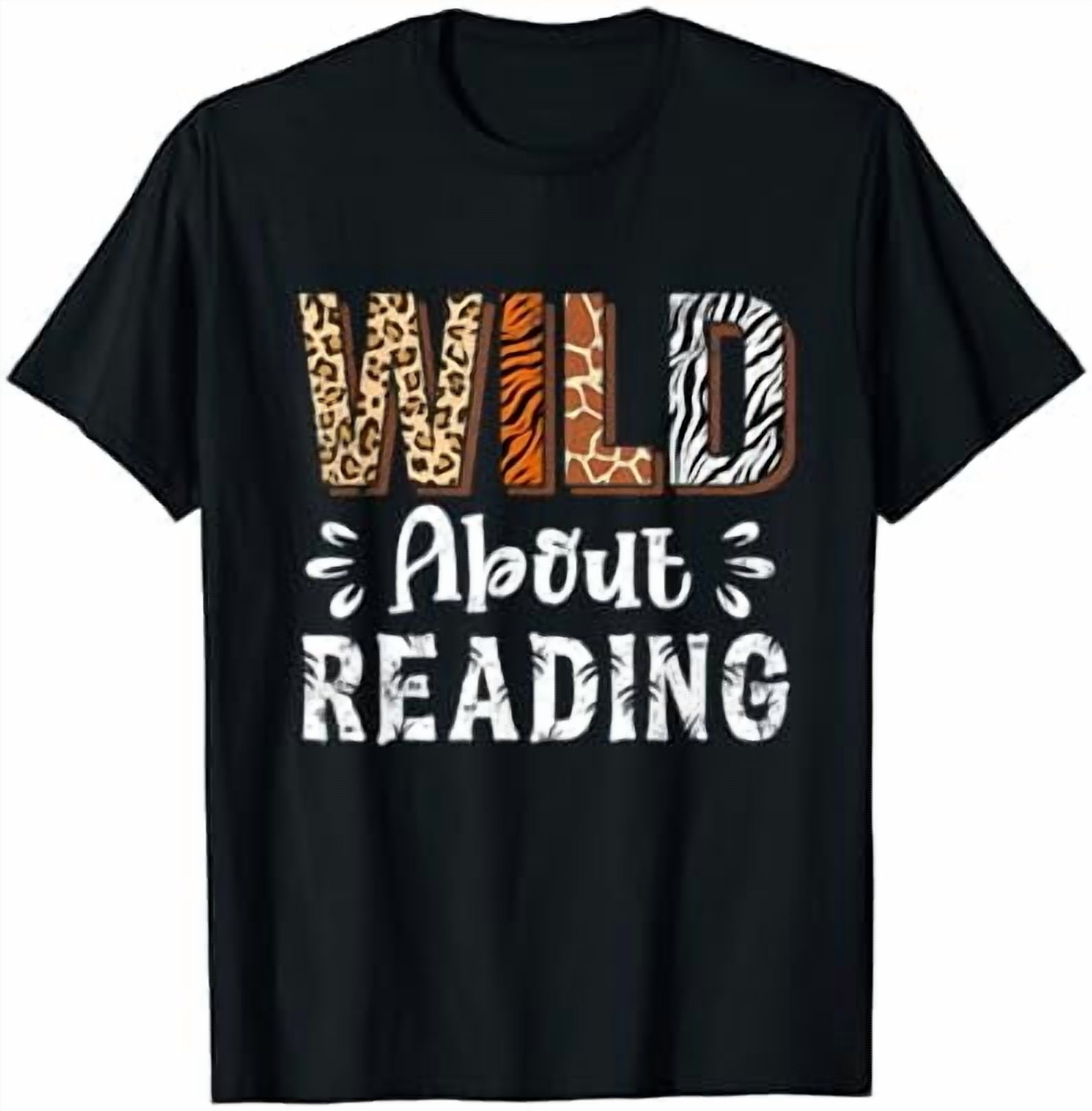 Wild About Reading Books Reader Lover Animals Leopard Zebra T-Shirt ...