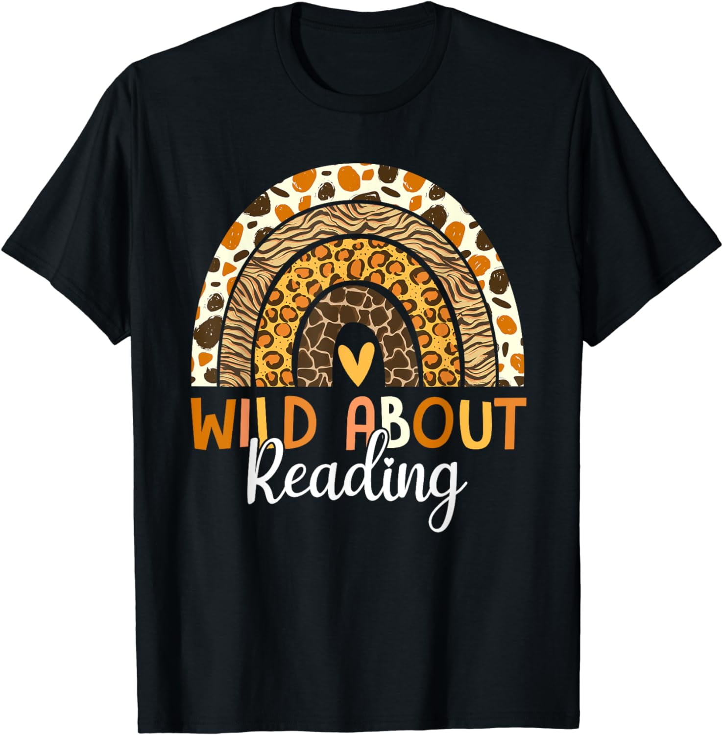 Wild About Reading Teacher Back To School Leopard Rainbow Cotton T ...