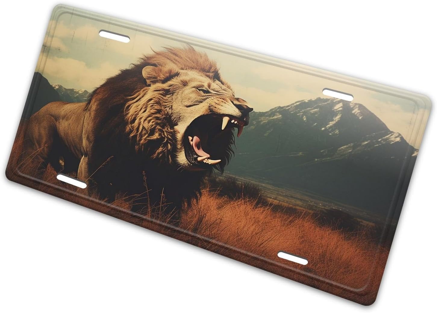 Wild African Lion Creative License Plate Cover - Artistic Aluminum Car ...