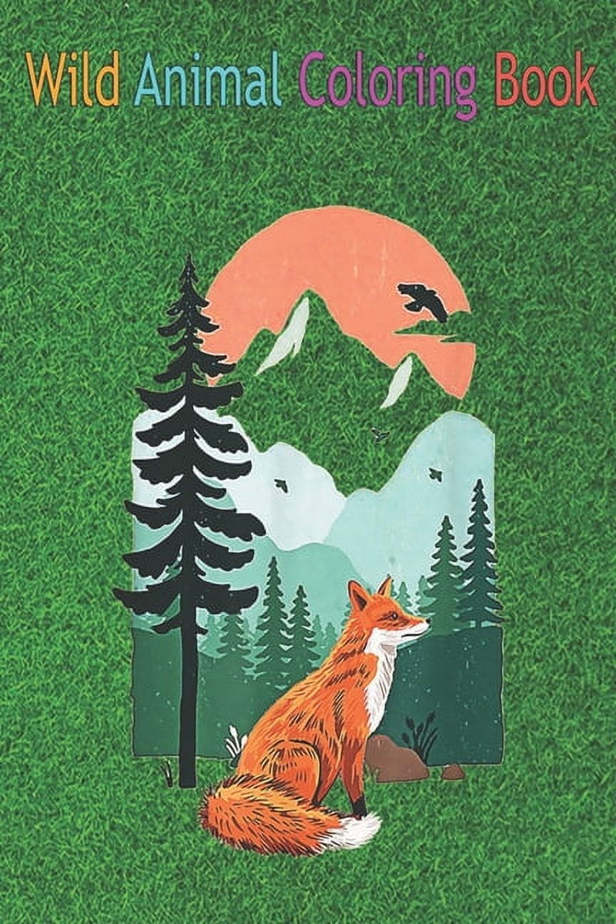Wild Animal Coloring Book: Cute Fox In Forest Vintage Wild Animal ...