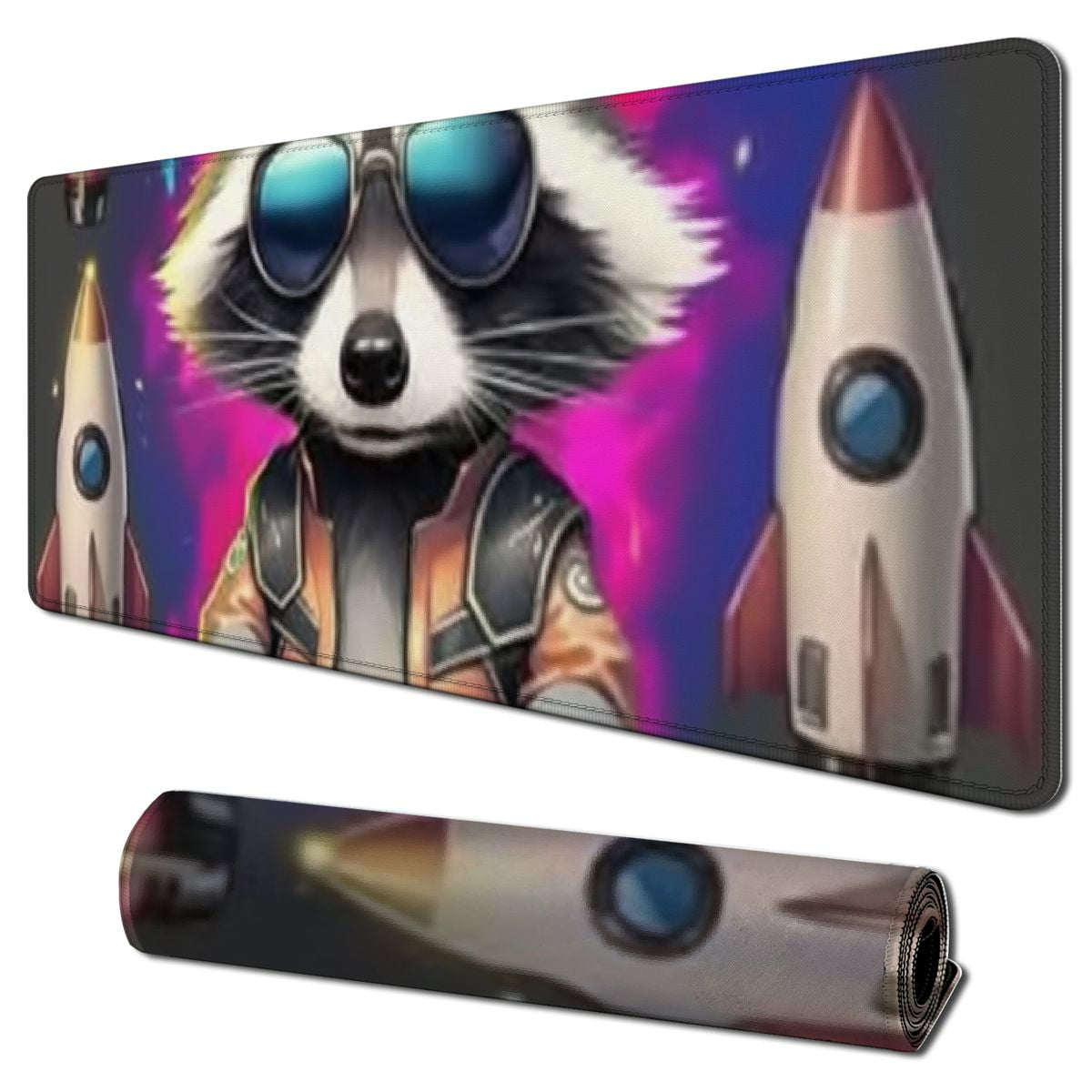 Wild Animal Mouse Pad, Raccoon Large Mouse Pads, Durable Non-Slip Base ...