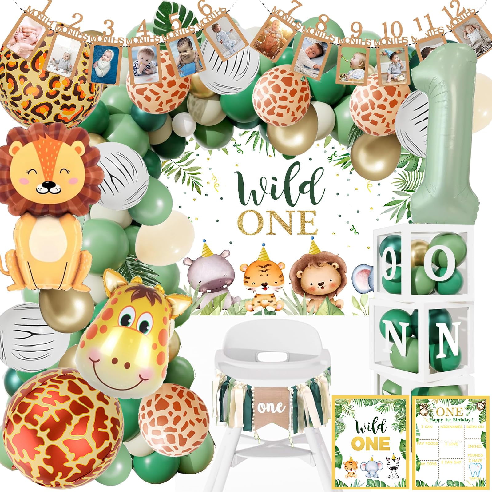 Wild Animal One Birthday MMF7 Decorations,1st Birthday Decorations Girl ...