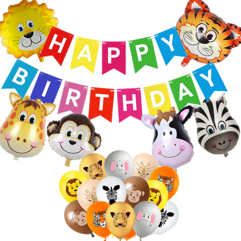 Wild Animal Party Banner Jungle Safari Animals Cutout Birthday Banners ...
