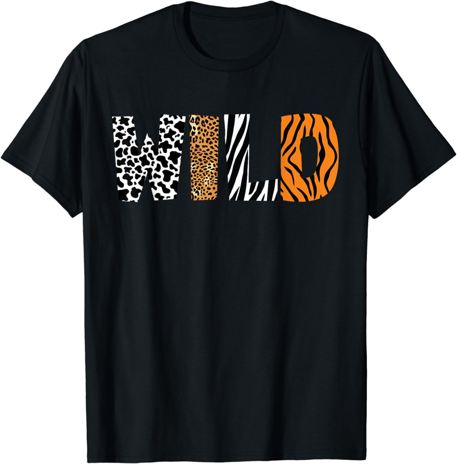 Wild Animal Pattern Cow Leopard Zebra Tiger Animal Print T-Shirt ...
