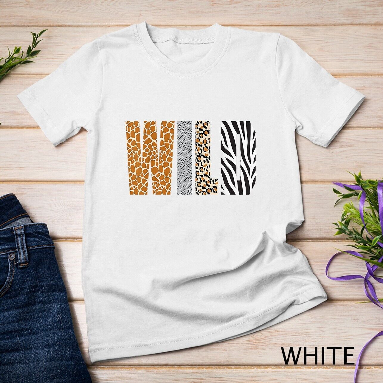Wild Animal Pattern Giraffe Wolf Leopard Zebra Animal Print Unisex T ...