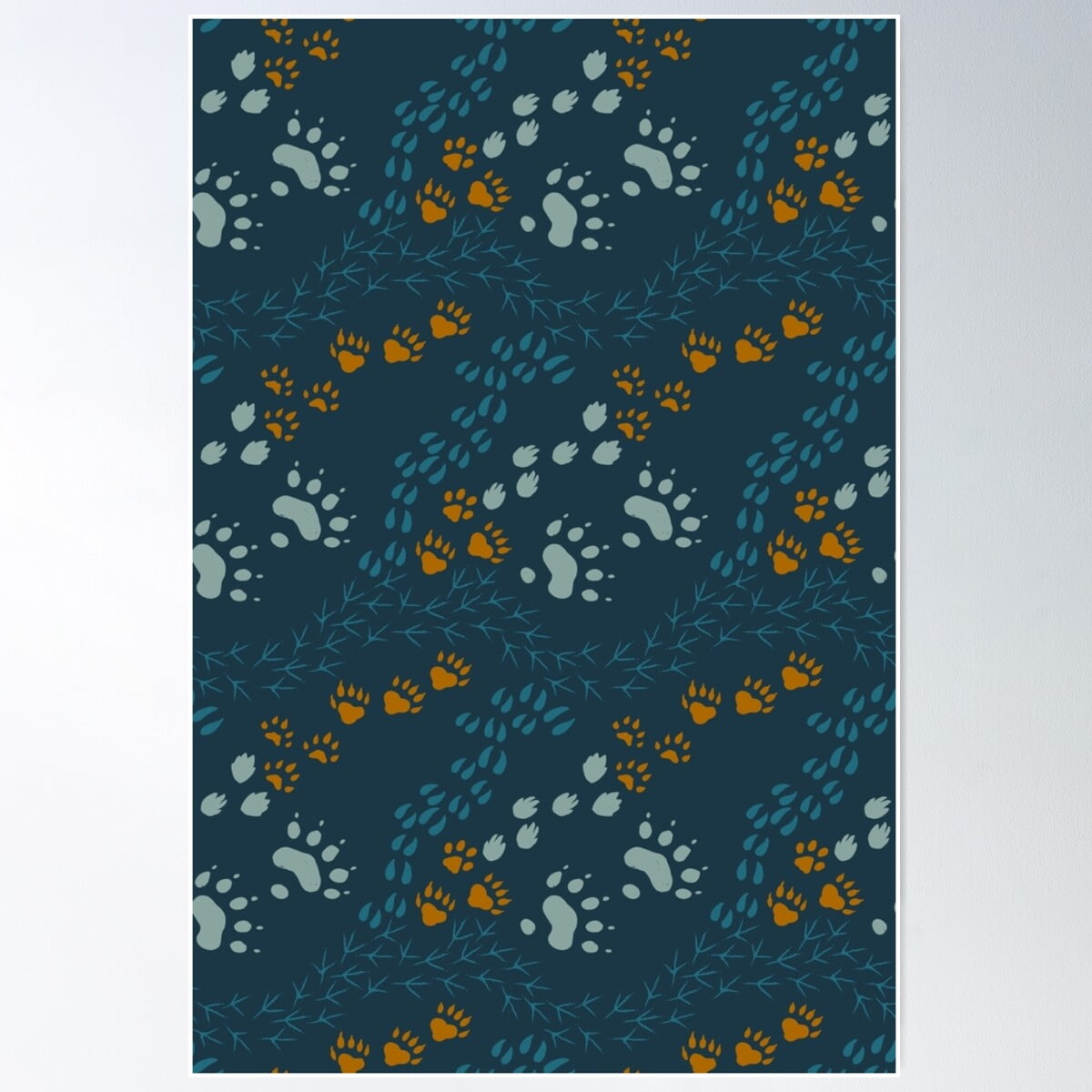 Wild Animal Tracks With Limited Color Palette Poster Wall Art, Modern ...