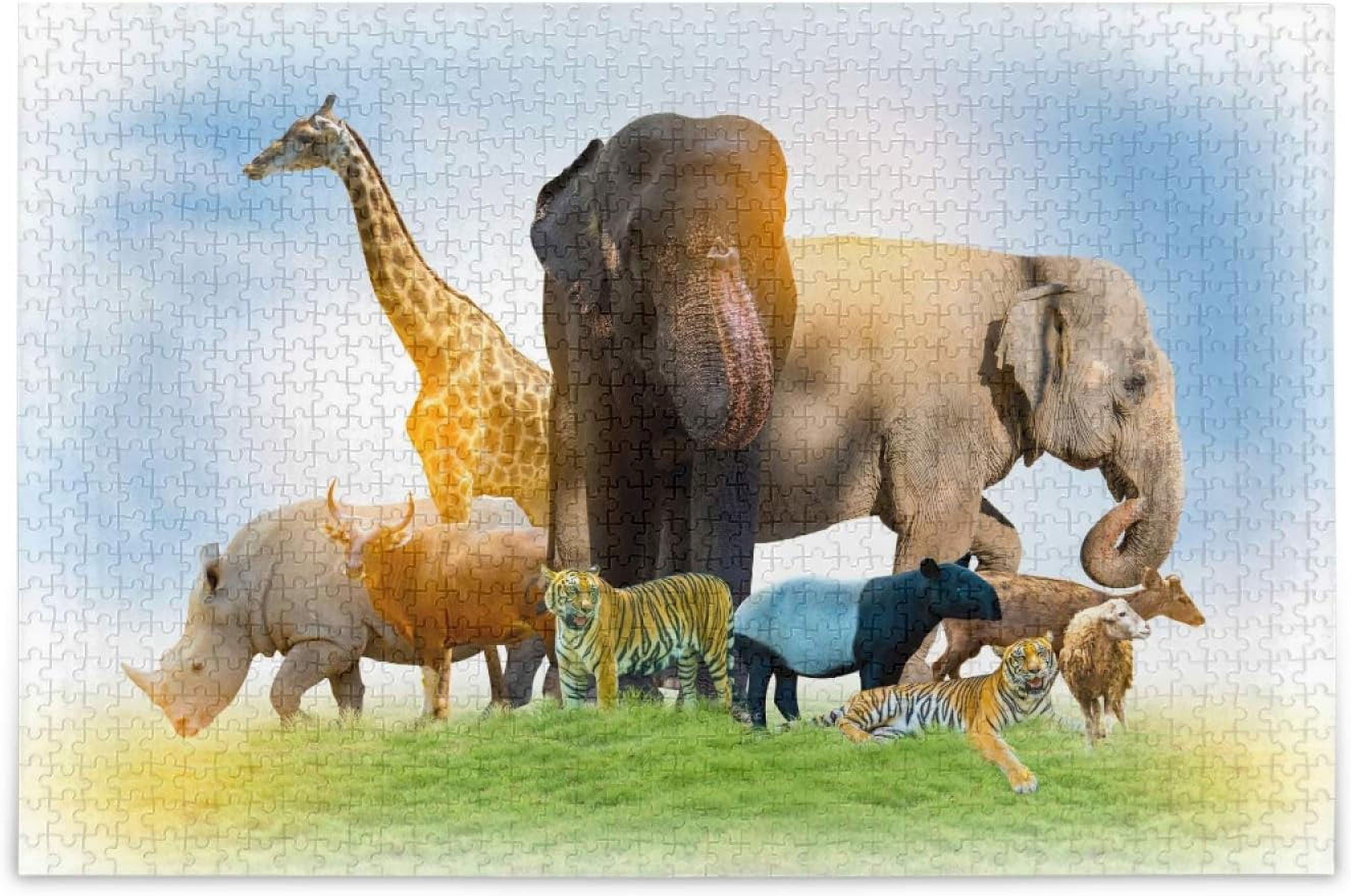 Wild Animals Elephant Tiger Puzzle for Adults 1000 Piece Puzzles Game ...