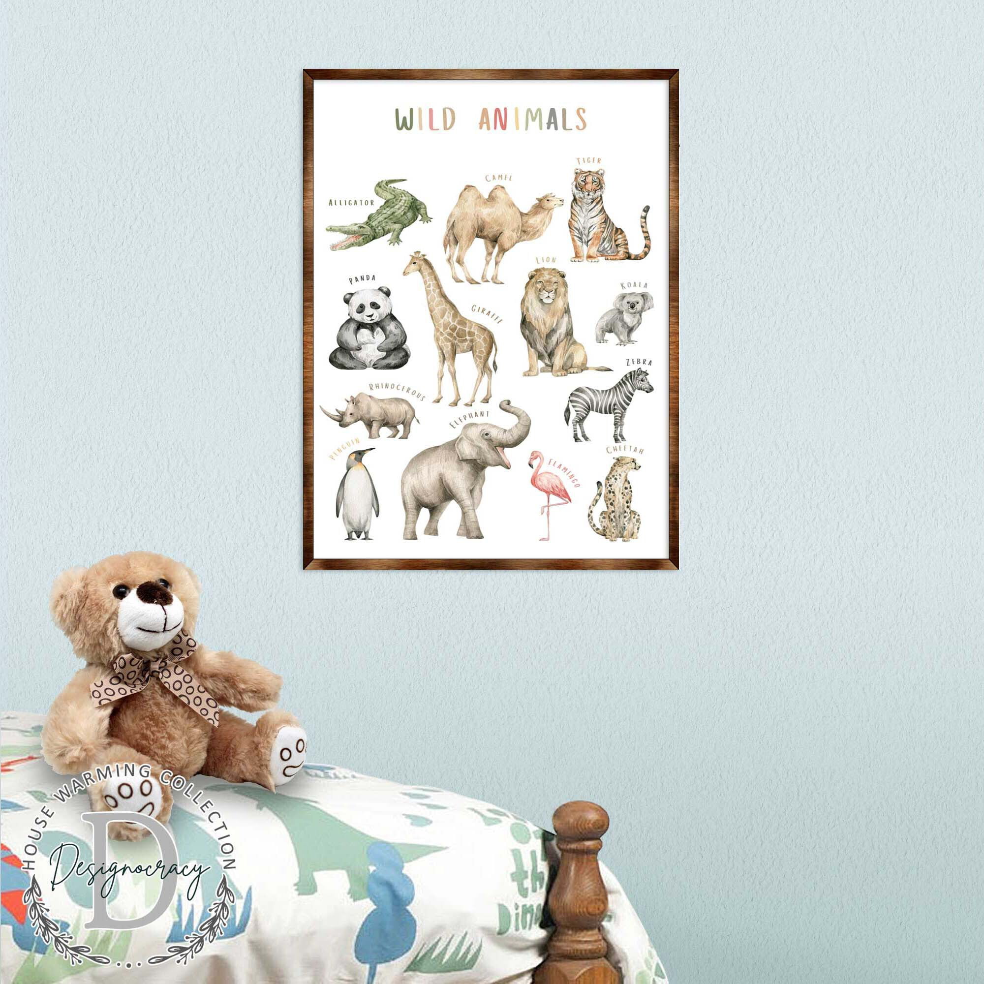 Wild Animals Kids Room D cor | Montessori Wooden Poster | Homeschool I ...