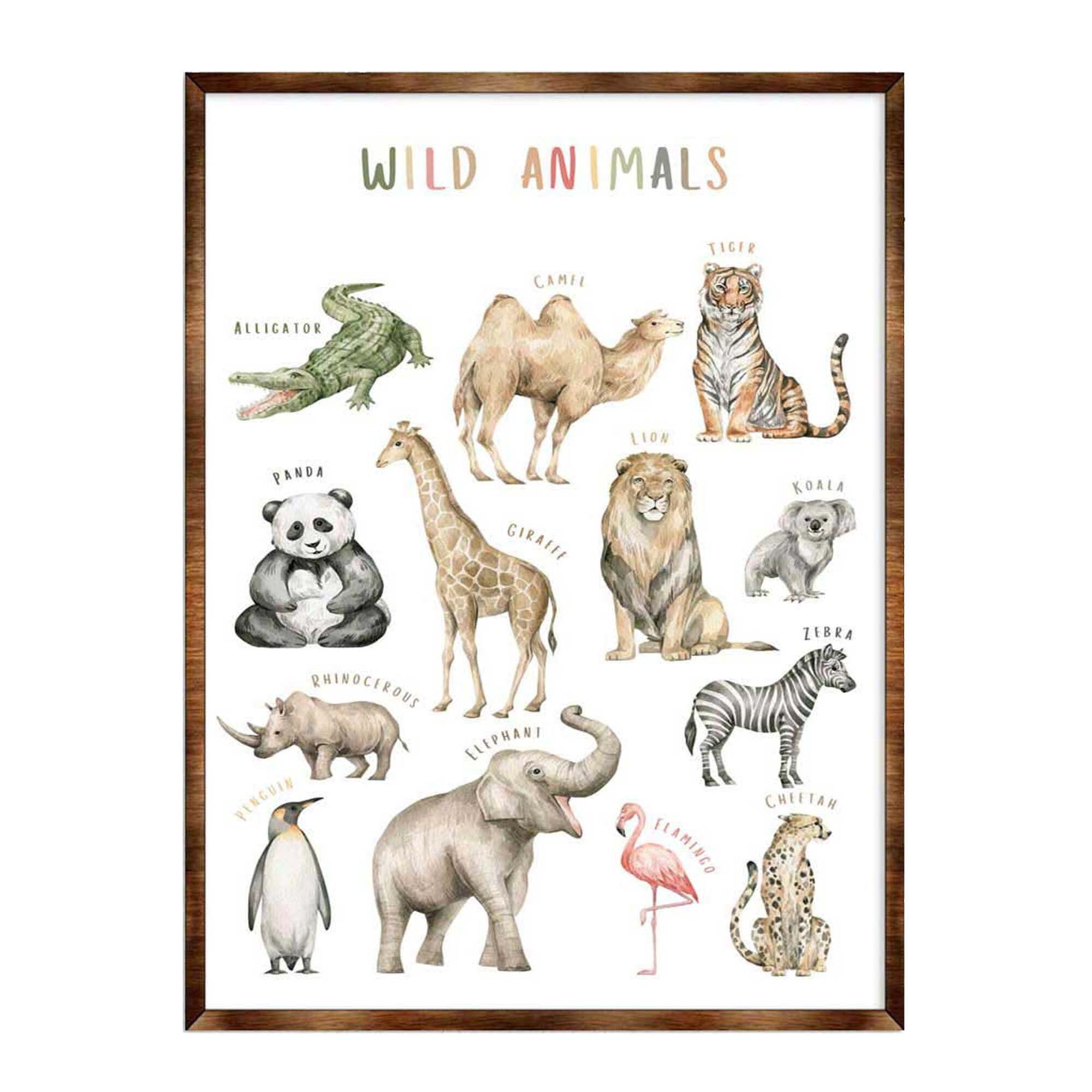 Wild Animals Kids Room D cor | Montessori Wooden Poster | Homeschool I ...