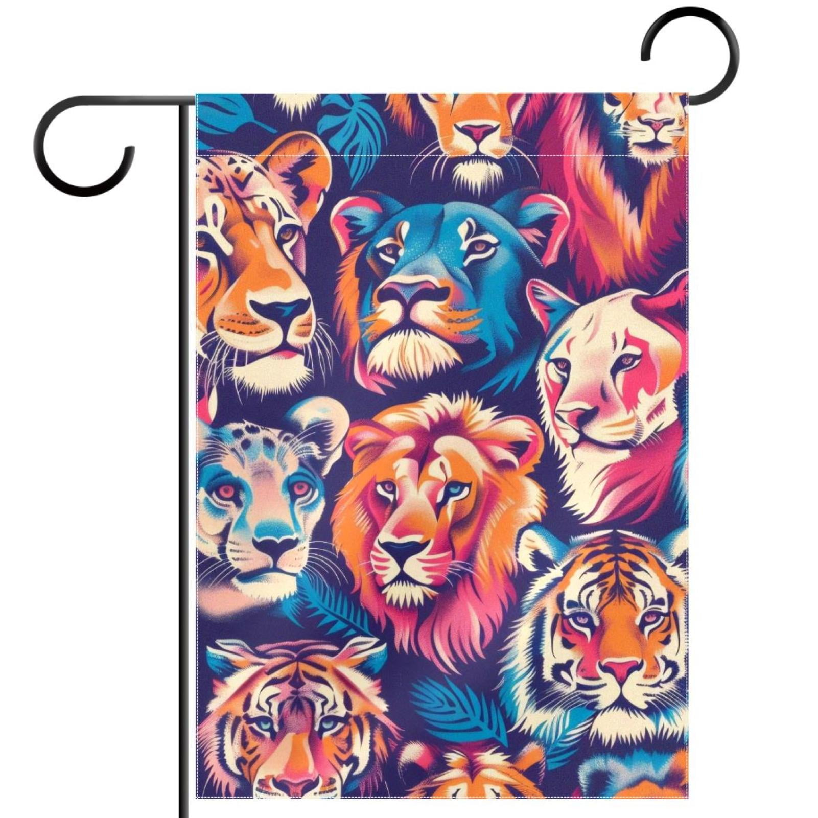 Wild Animals Lion Tiger Leopard Welcome Garden Flags, 12 x 18 Inch ...