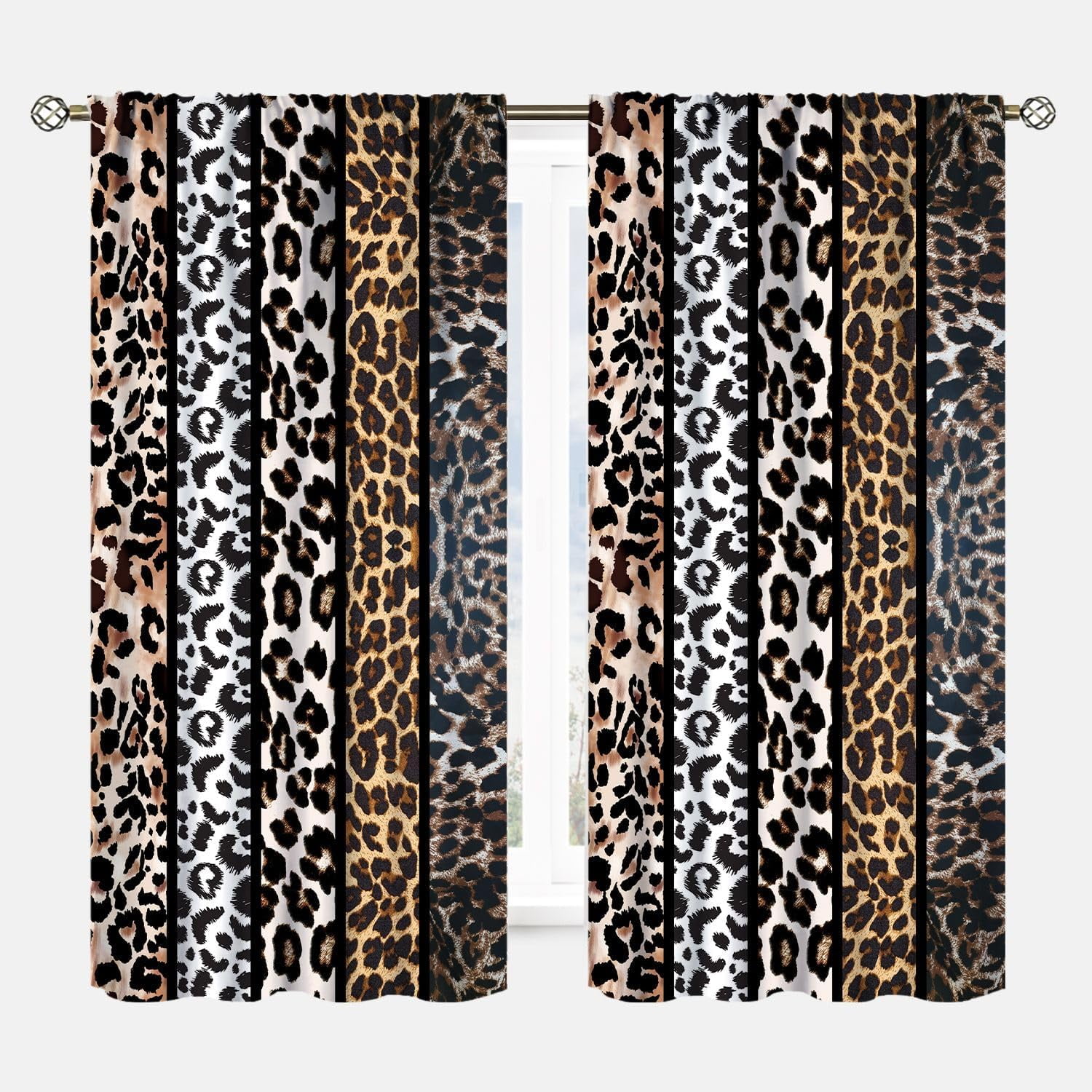 Wild Animals Print Curtain, Tiger Fur Leopard Print Blackout Leopard ...