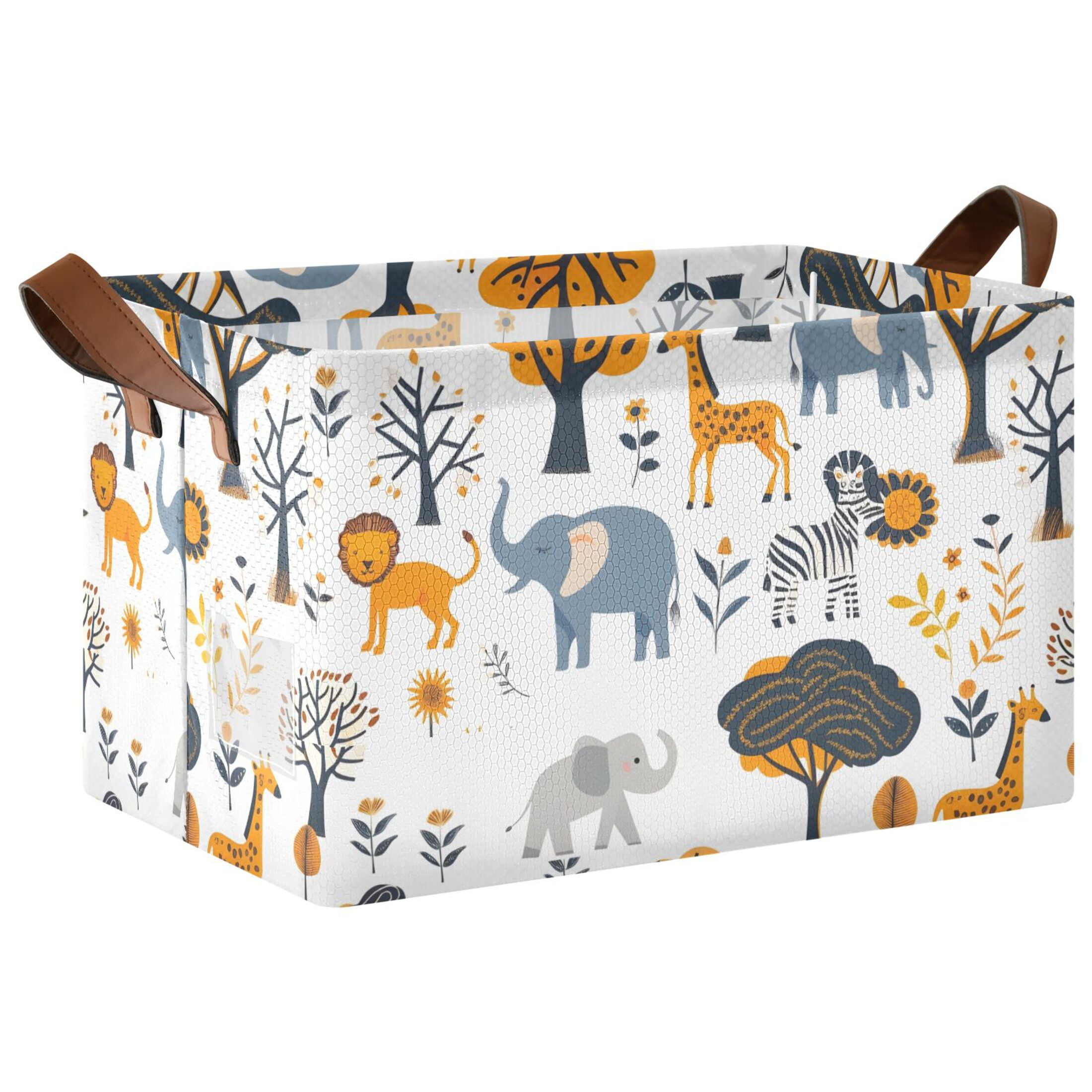 Wild Animals and Tree Collapsible Storage Bins Fabric Shelf Baskets ...