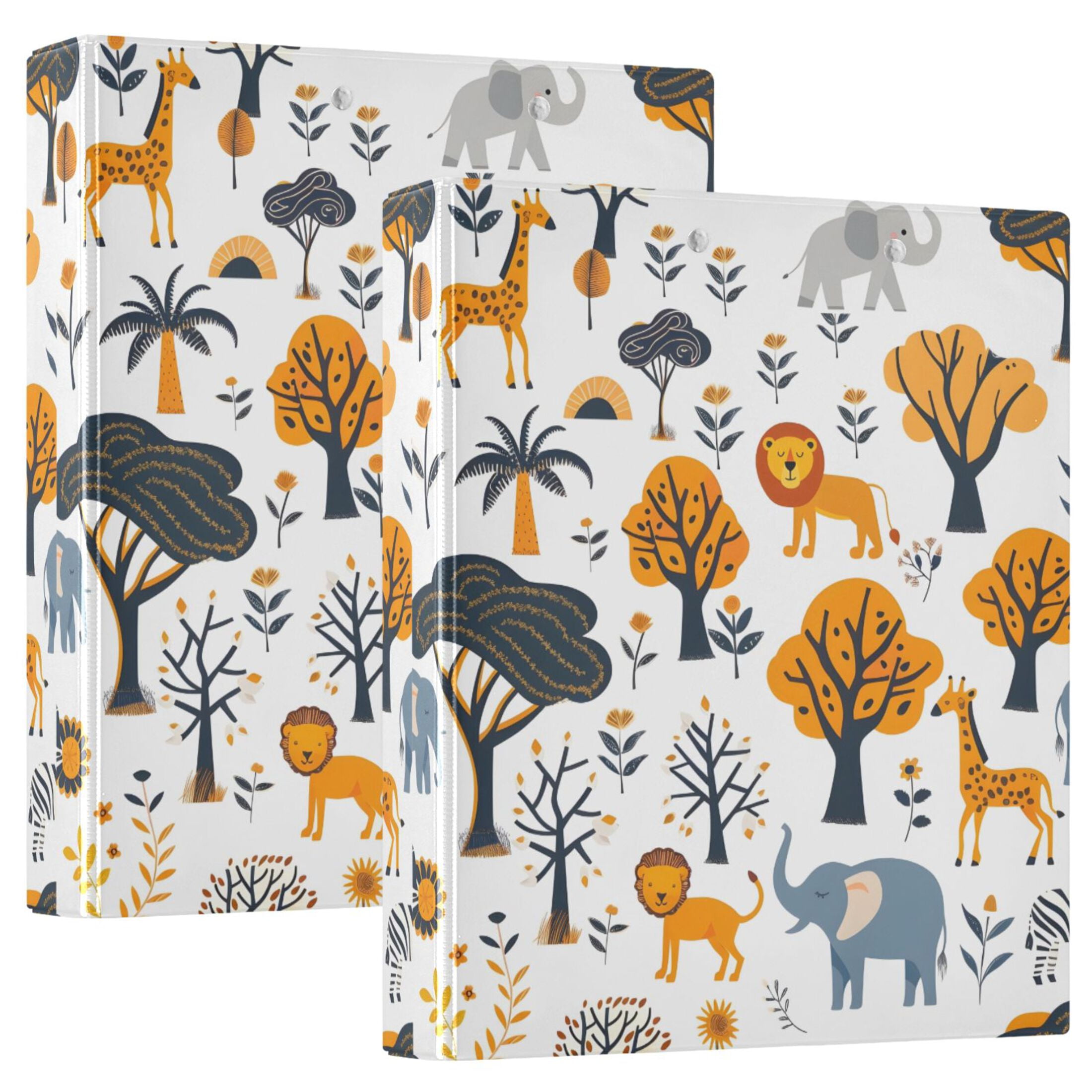 Wild Animals and Tree Hardcover 3 Ring Binder 1.5” Round Rings Binder ...