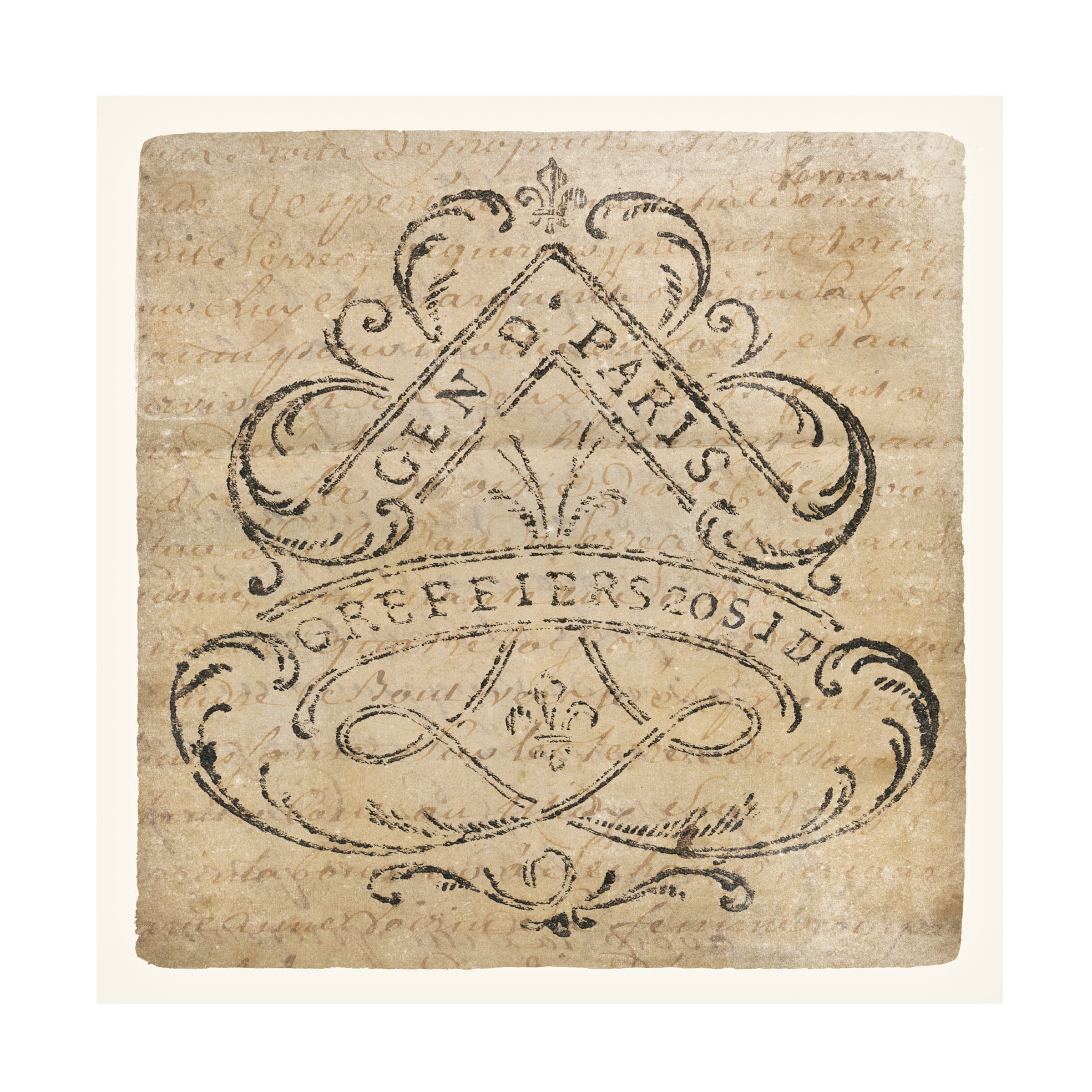 Wild Apple Portfolio 'Vintage Letter Crest I Antique Border V2' Canvas ...