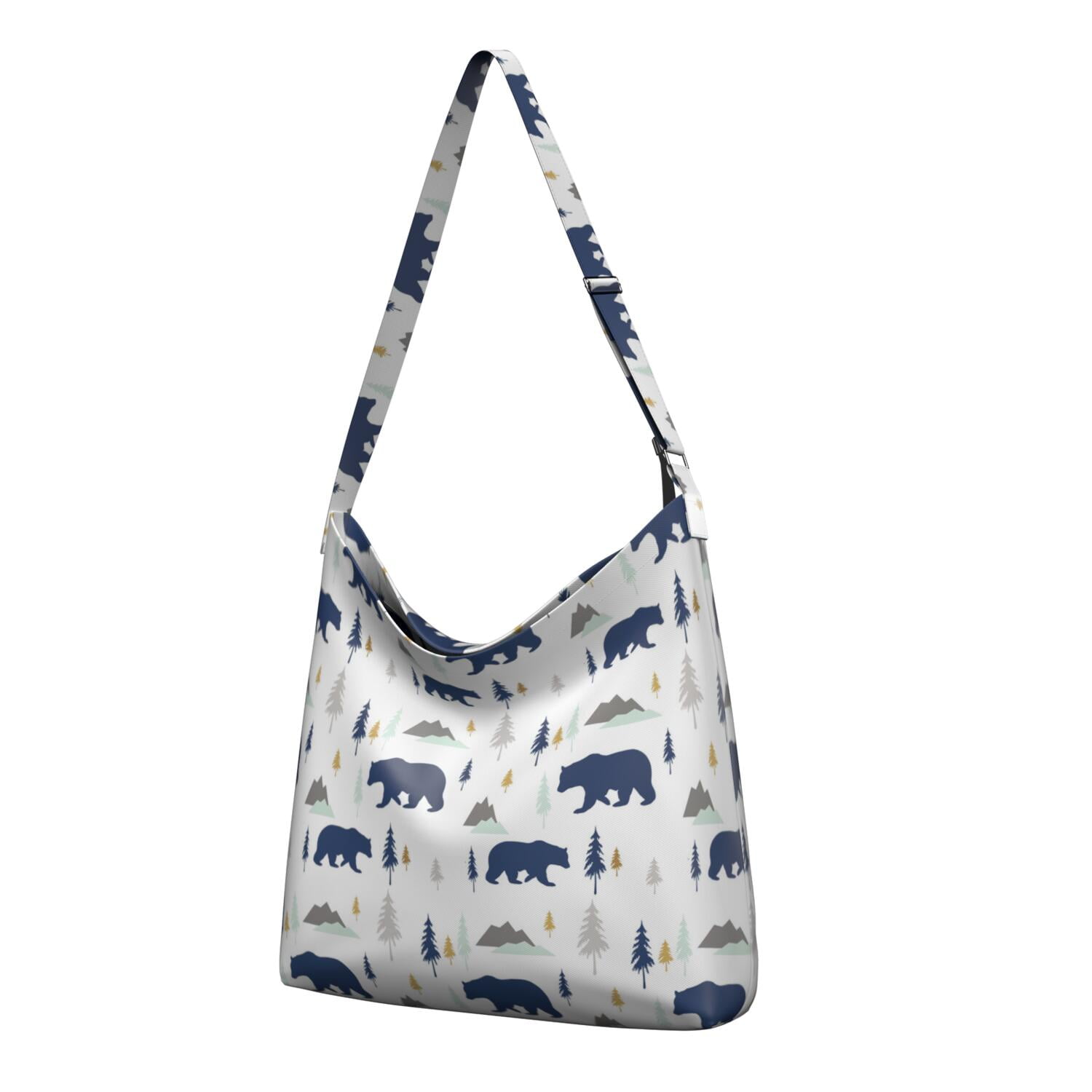Wild Bear Canvas Tote Bag – Brown Bear Hunting Cartoon Pattern ...