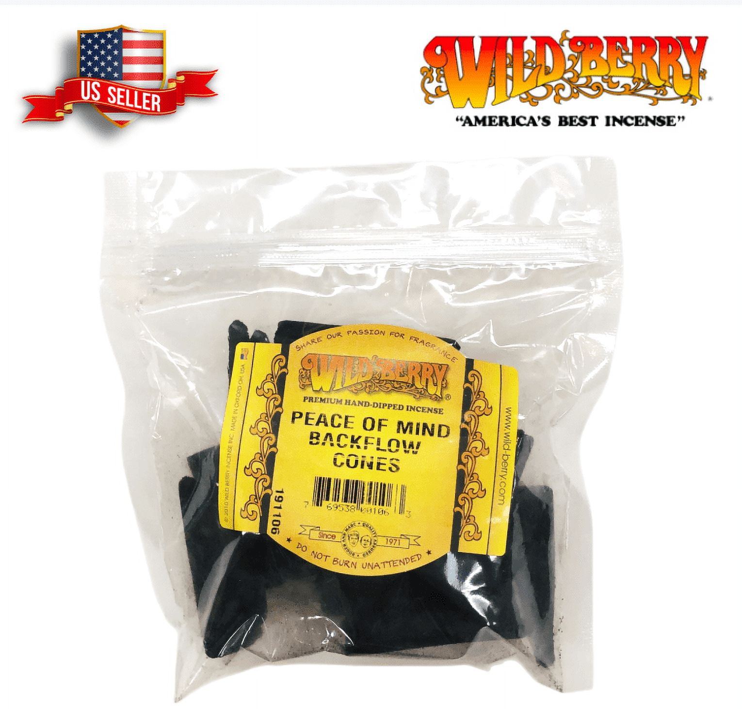 Wild Berry Peace of Mind Backflow Incense Cones 25 Cones Per Pack ...