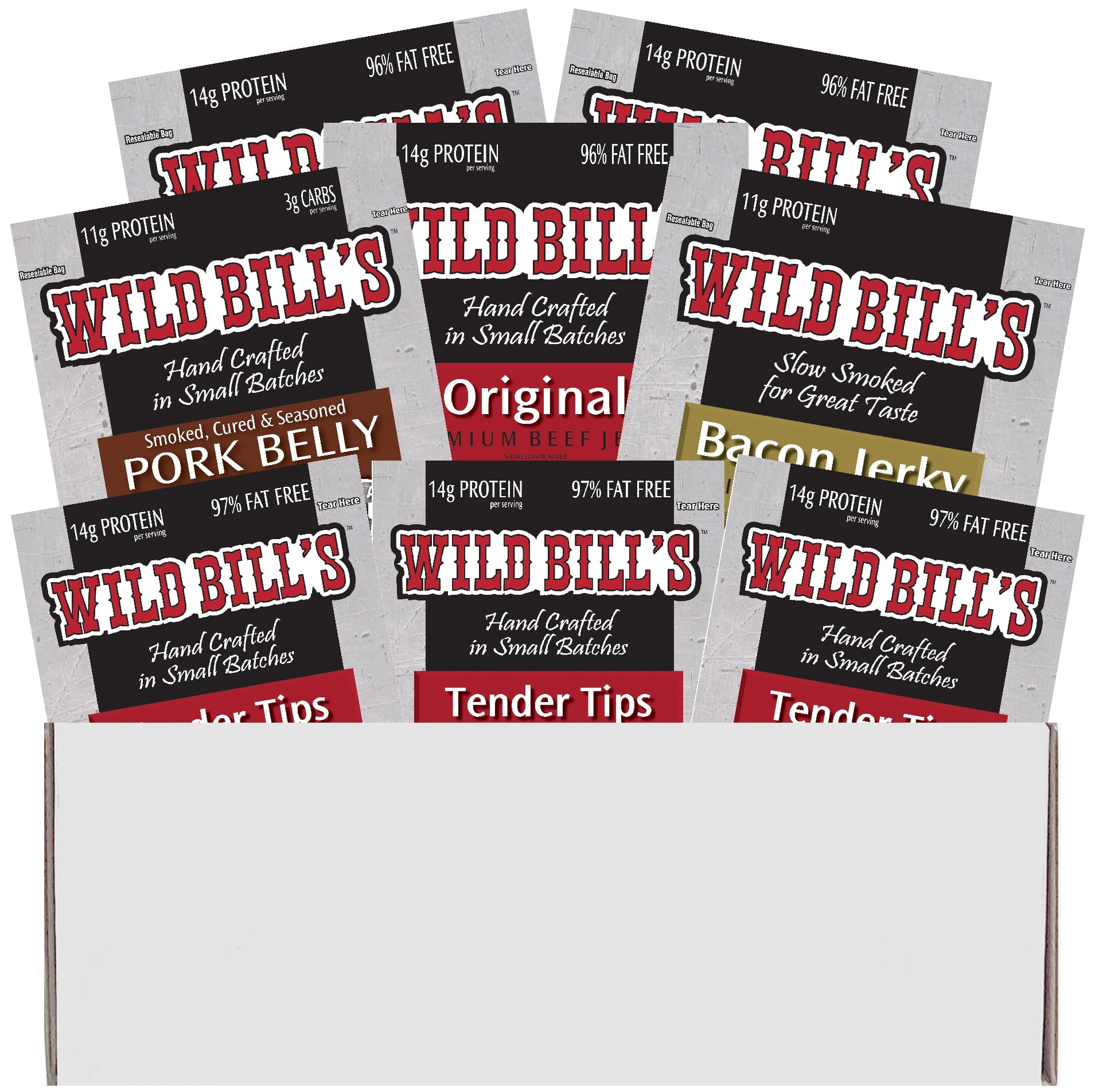Wild Bill’s 8-Piece Sampler Gift Box (includes beef jerky, bacon jerky ...