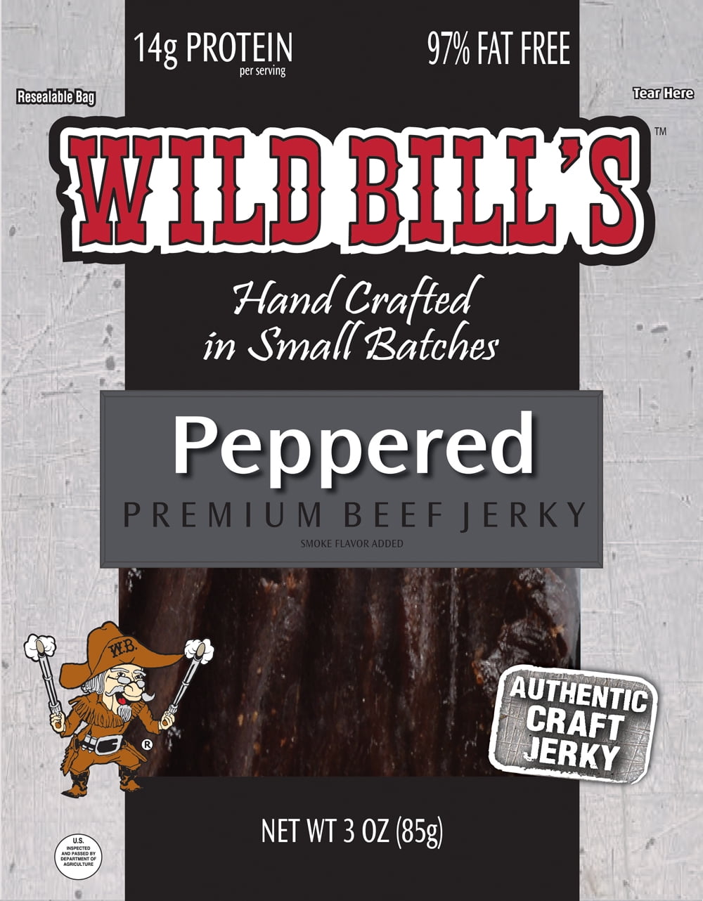 Wild Bill's Black Peppered Beef Jerky 3 Ounce Pack (3 count) - Walmart.com