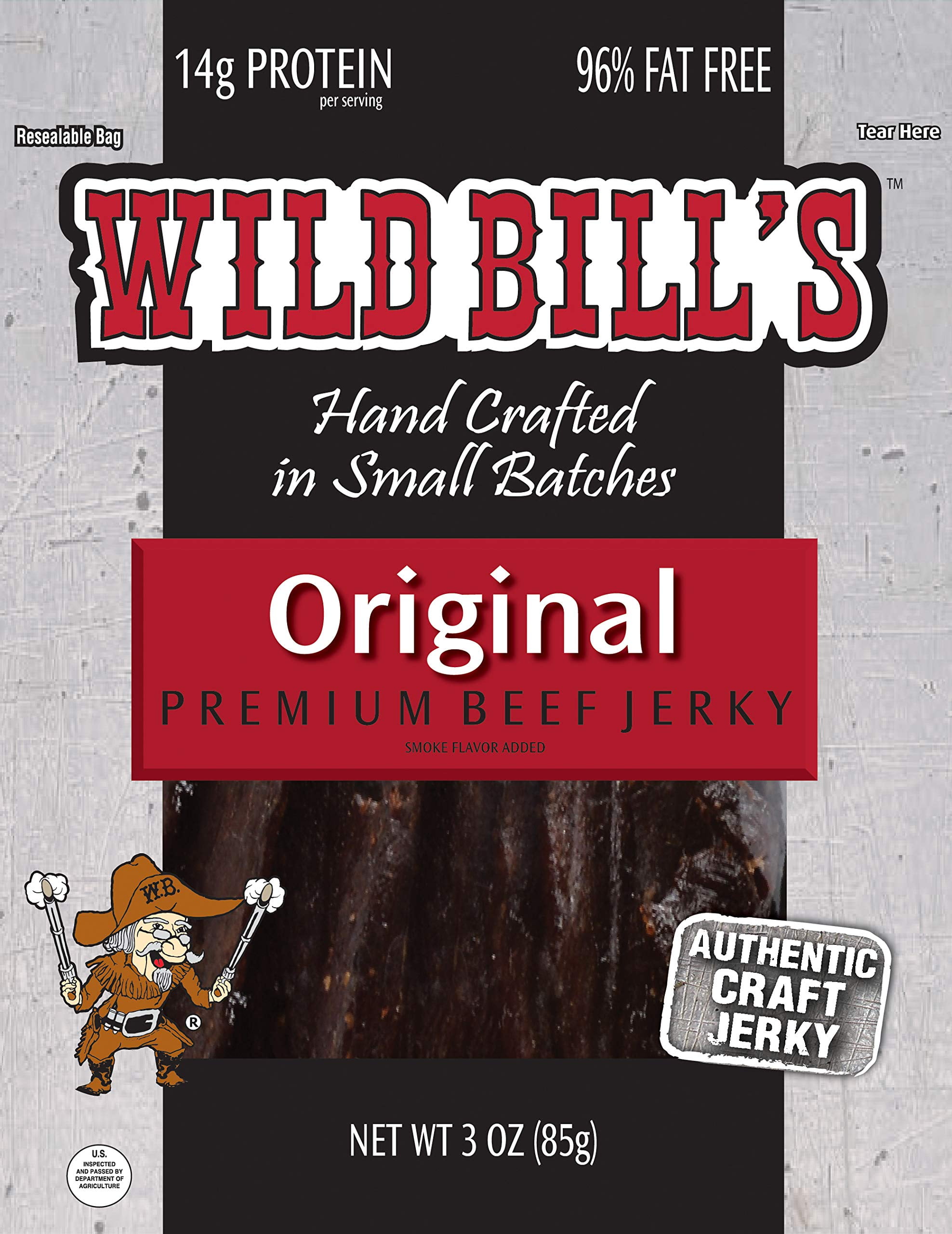 Wild Bill's Hickory Smoked ESF27 Beef Jerky 3 Ounce Pack (3 count ...