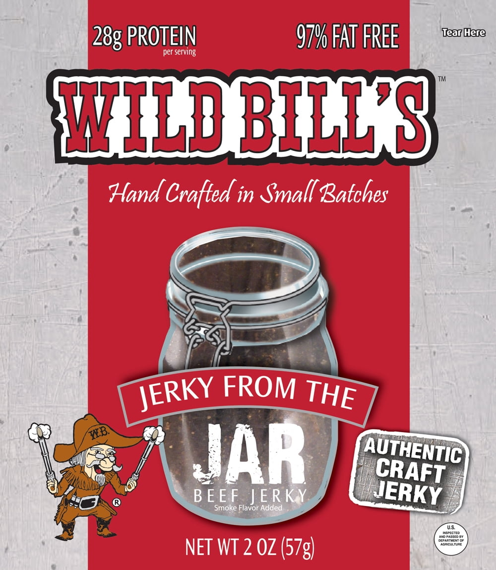 Wild Bill’s Hickory Smoked Beef Jerky, Original From The Jar, 2oz Packs ...