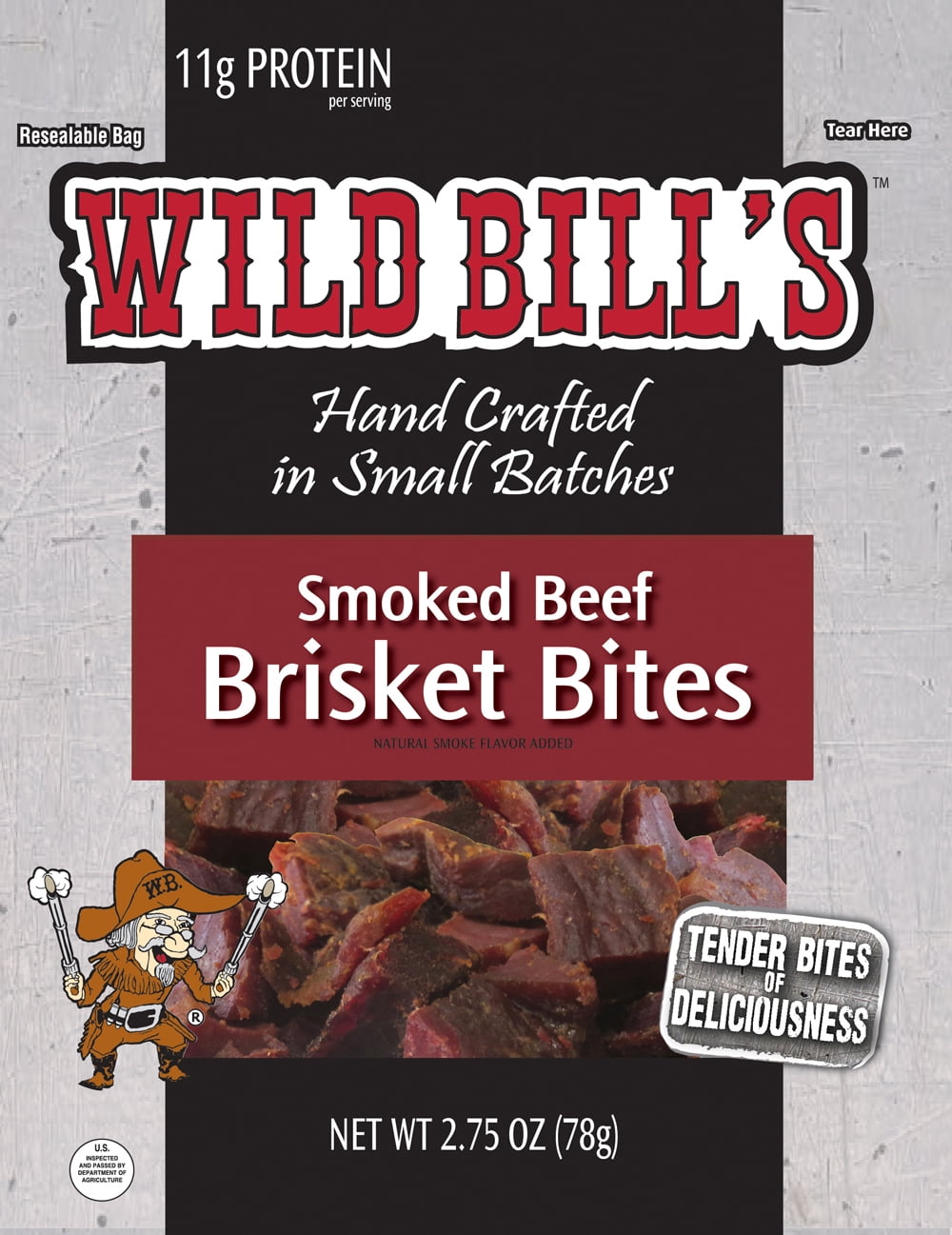 Wild Bill's Smoked Beef Brisket Bites 2.75 Ounce Pack - Real Beef ...