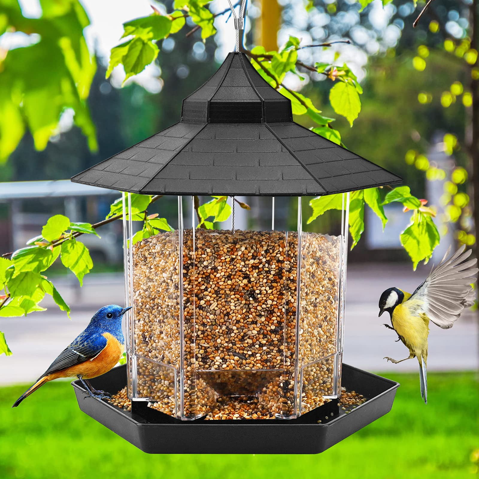 Wild Bird Feeder Hanging for Garden Yard Outside Decoration,Hexagon ...