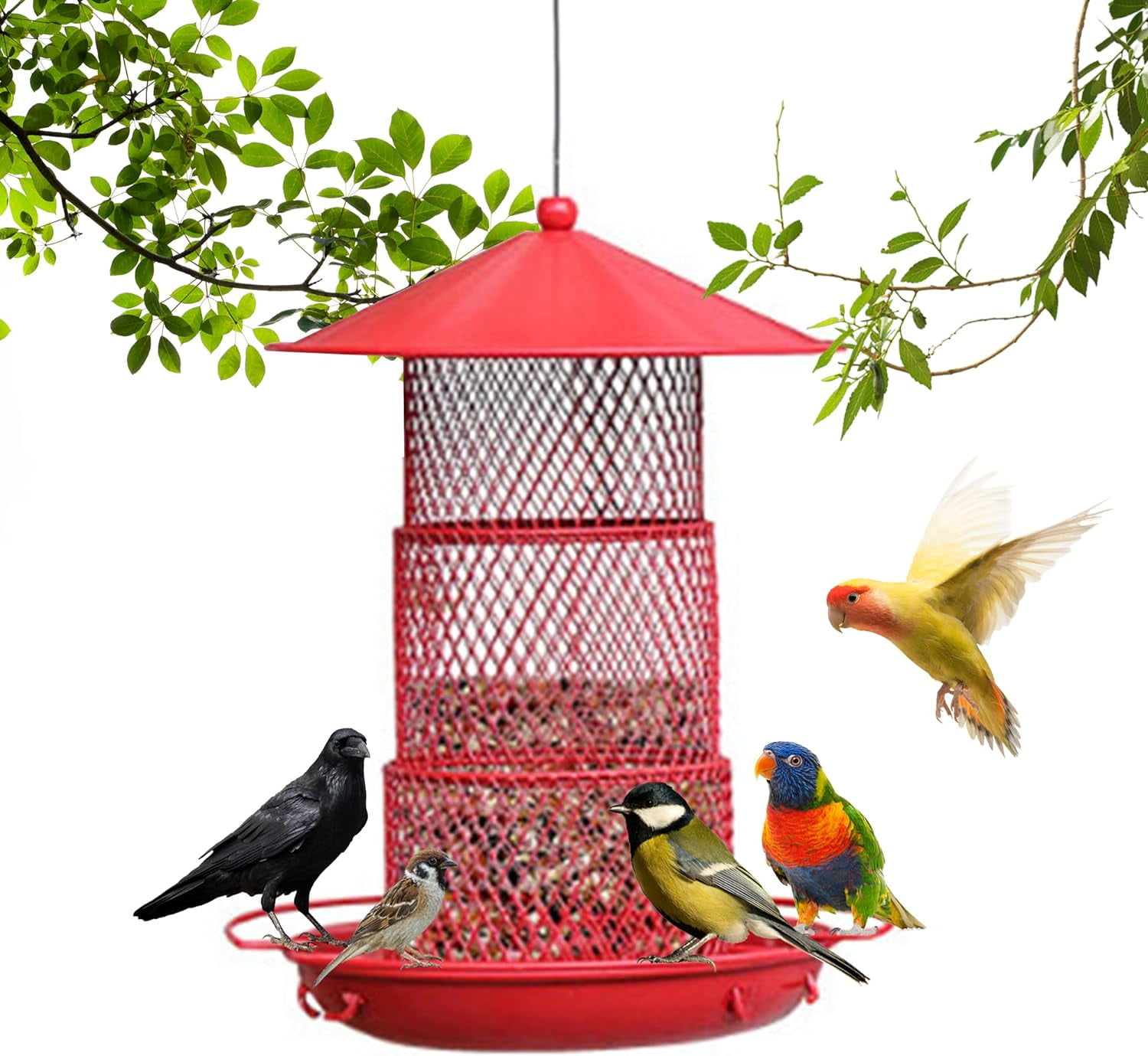 Wild Bird Feeder for Outside Hanging - Retractable Large Bird Feeder ...