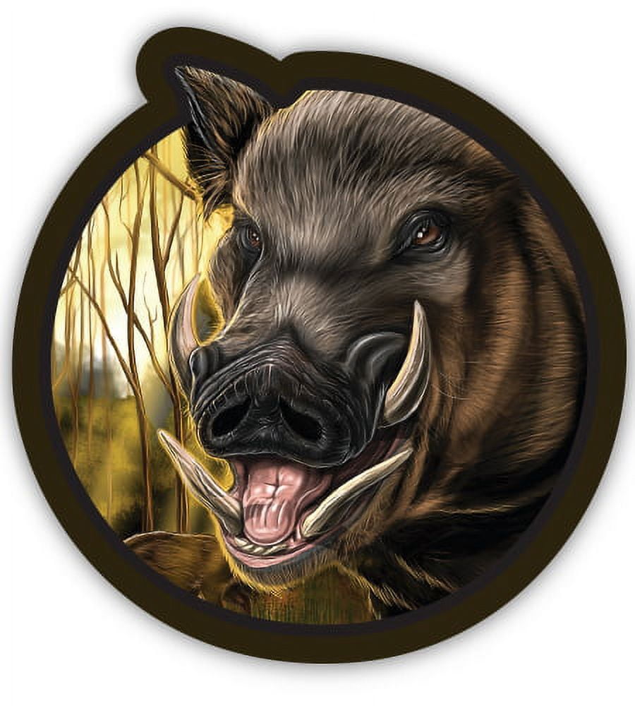 Wild Boar - 8" Vinyl Sticker - For Car Laptop I-Pad - Waterproof Decal ...