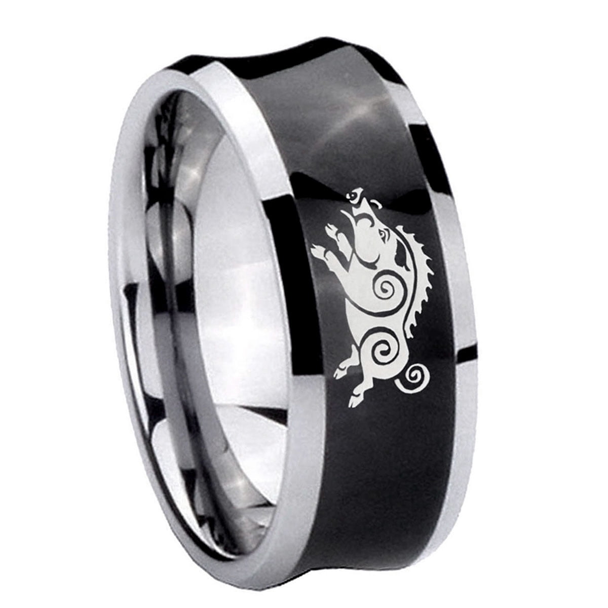 Wild Boar Concave Black Tungsten Men Ring 10MM - Walmart.com