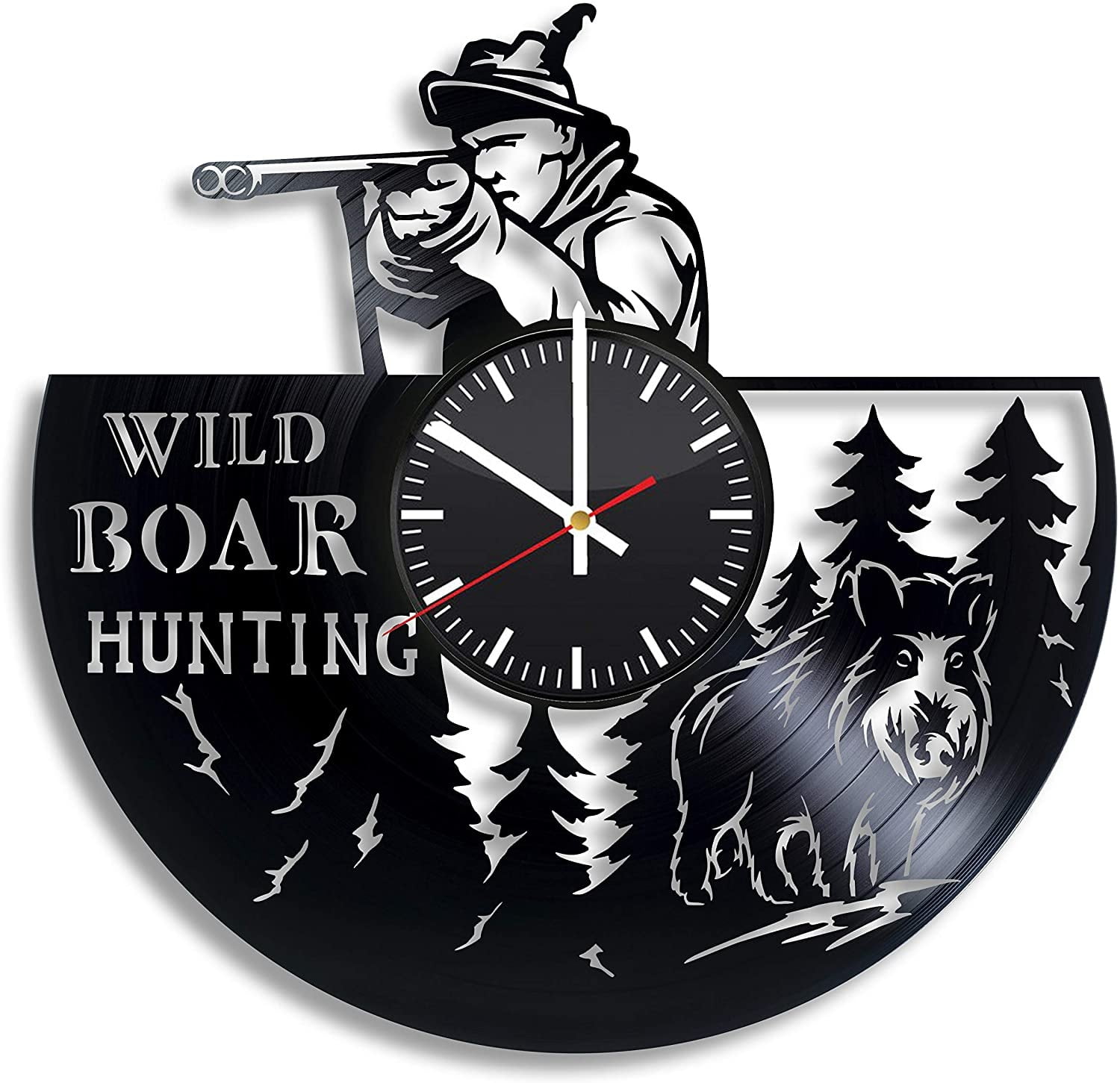 Wild Boar Hunting Vinyl Record Clock Wall Art Unique Room Home ...