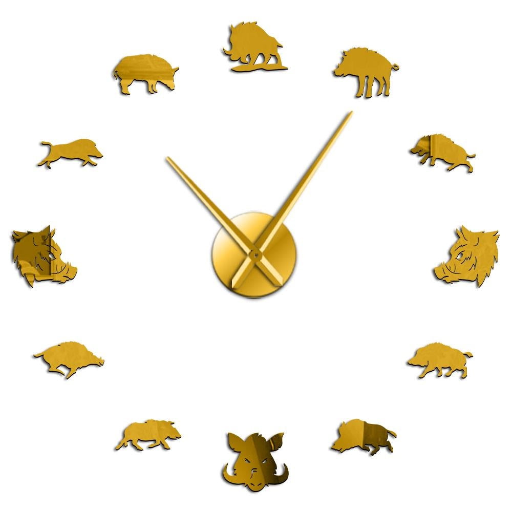 Wild Boar Silouette Frameless Wall Clock Stickers, DIY Modern ...