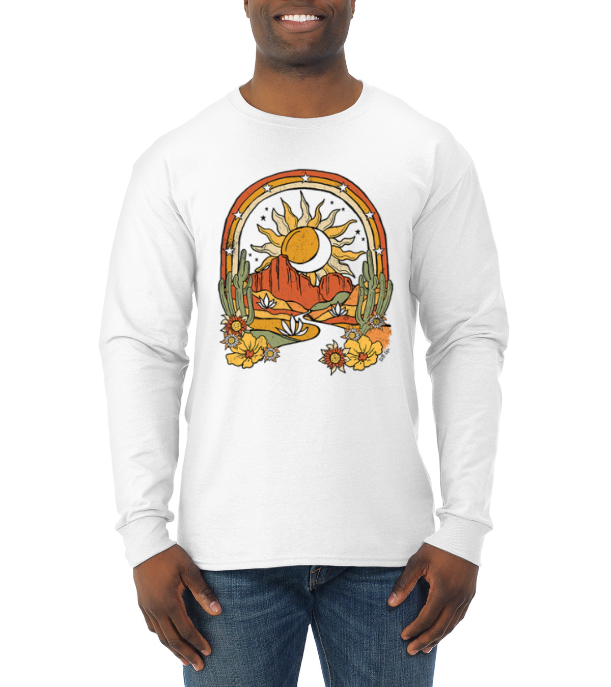 Wild Bobby Adventure Sun With Cacti In the Desert With Flowers and ...