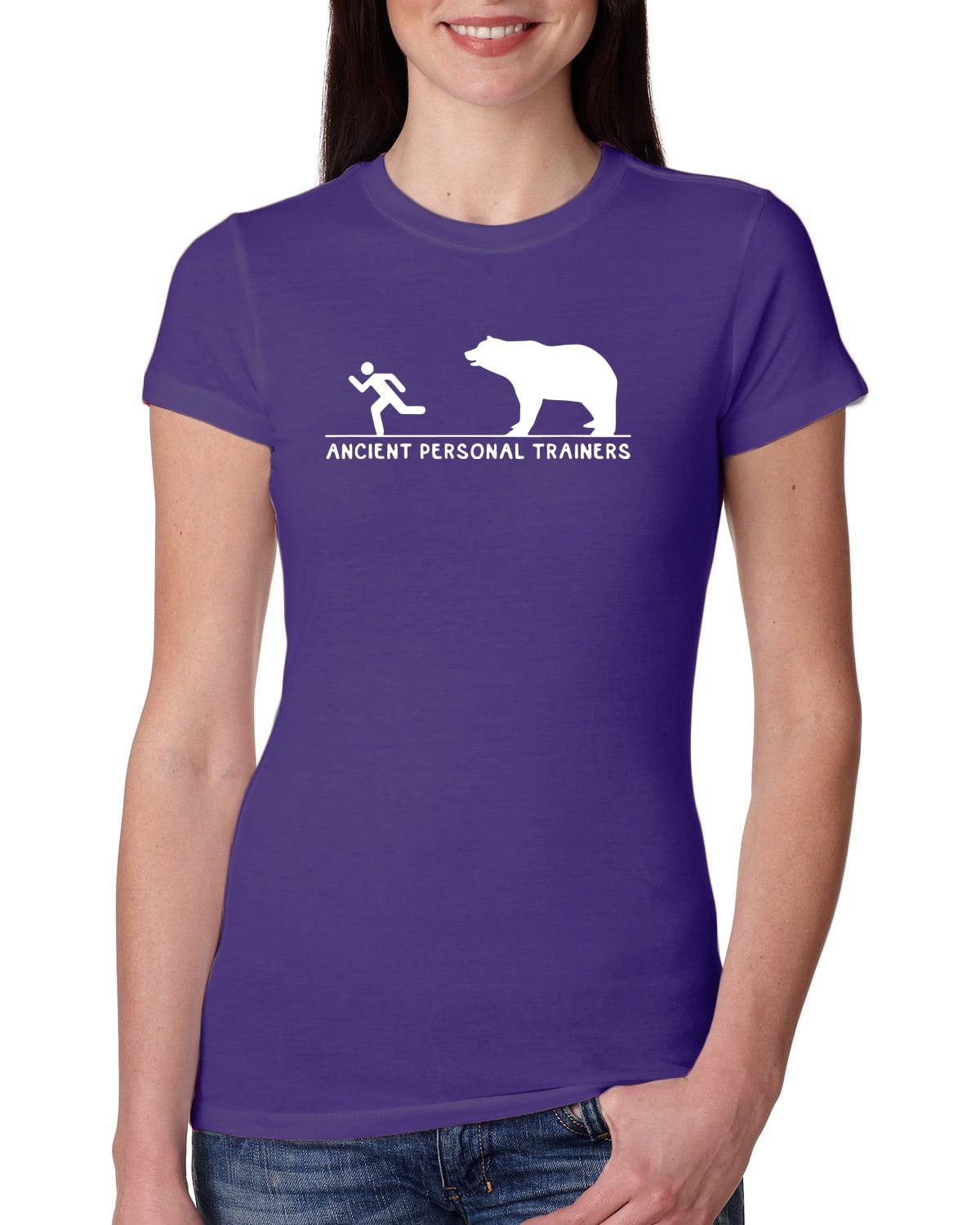 Wild Bobby Ancient Personal Trainers Funny Bear Chase Women Slim Fit ...