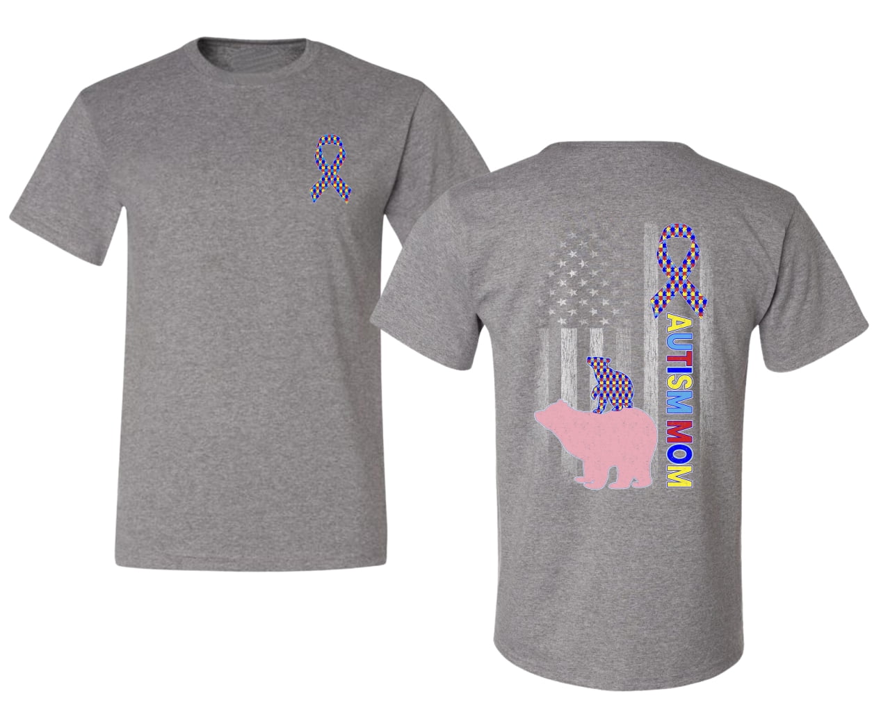 Wild Bobby Autism Mom Tshirt Vintage American Flag Puzzle Autism Ribbon ...