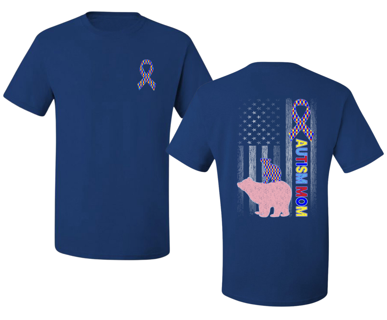 Wild Bobby Autism Mom Tshirt Vintage American Flag Puzzle Autism Ribbon ...