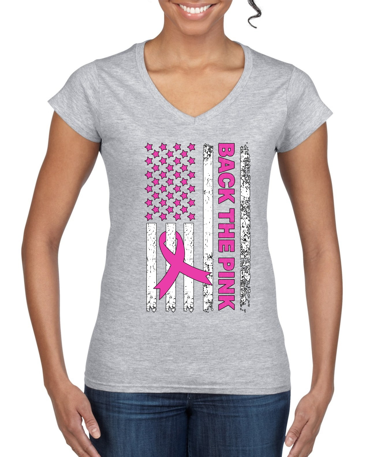 Wild Bobby Back the Pink American Flag Breast Cancer Awareness Women ...